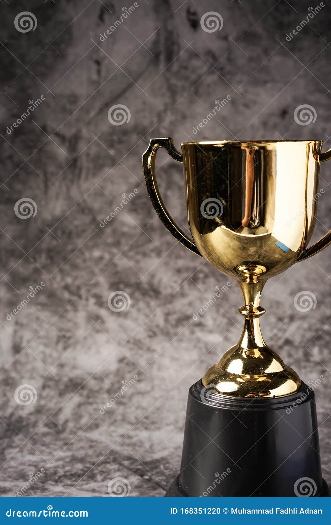 Trophy on grey background stock photo. Image of pride - 168351220
