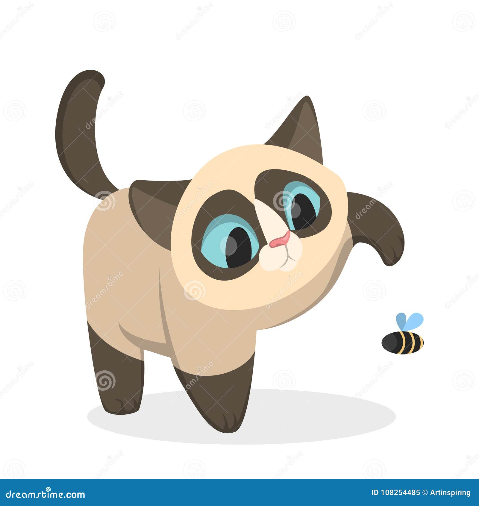 Isolated siamese cat. stock vector. Illustration of cartoon - 108254485