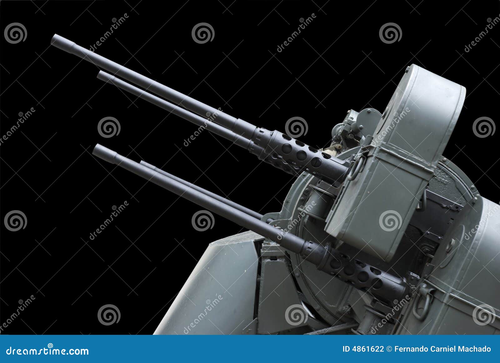 Isolated Side Shot of an Anti-Aircraft Machine Gun Stock Photo - Image ...
