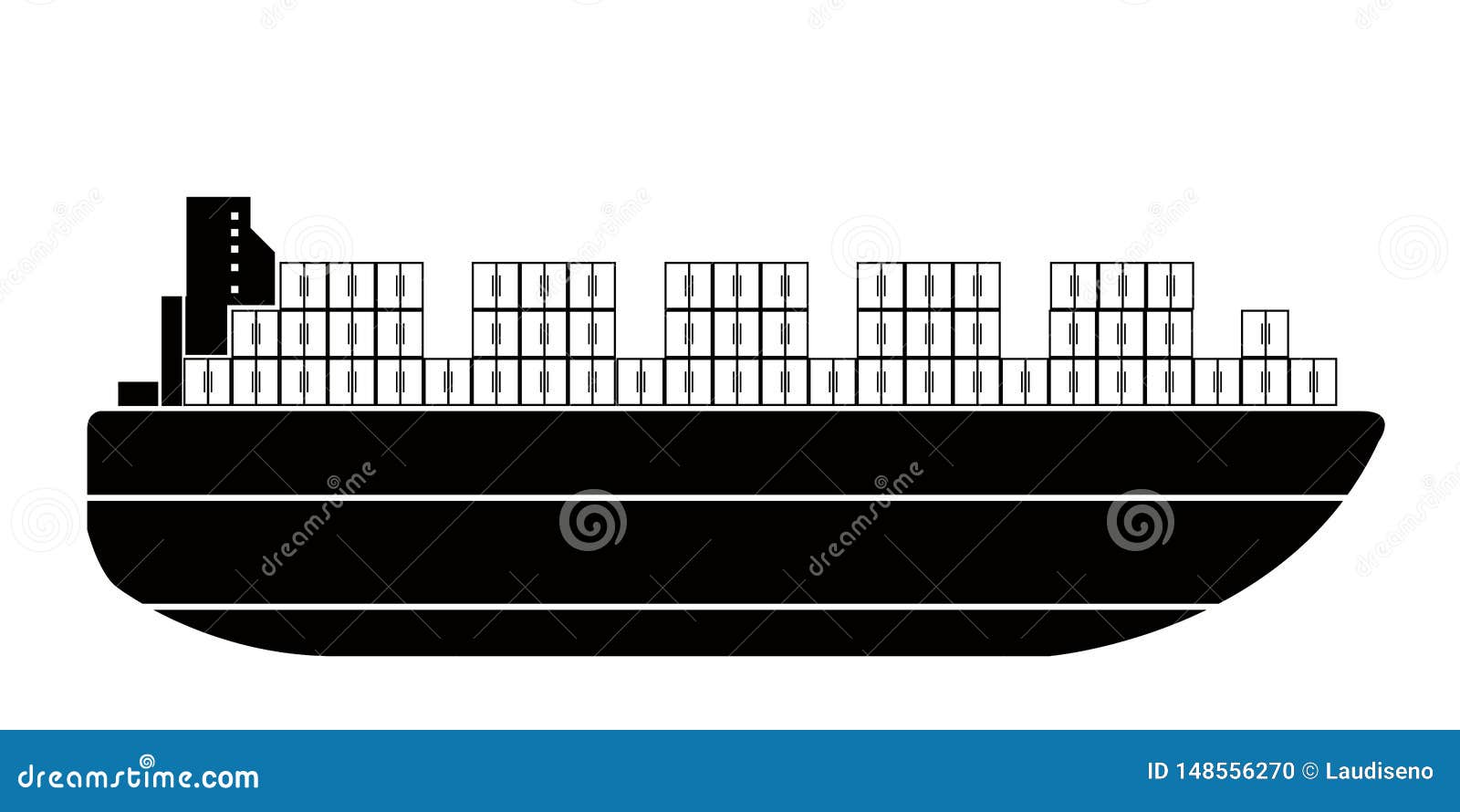 Isolated Side View of a Cargo Ship Icon Stock Vector - Illustration of ...