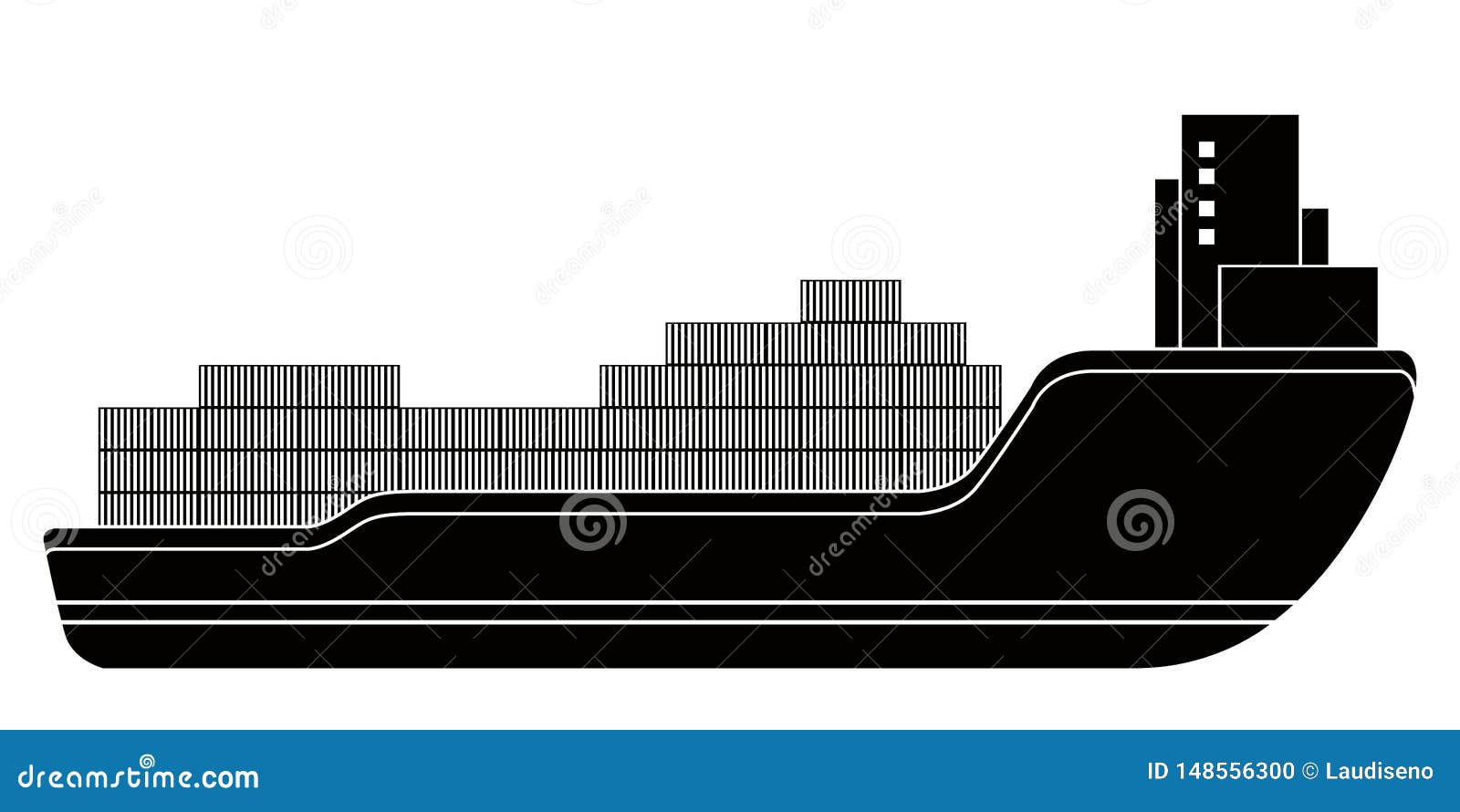 Isolated Side View of a Cargo Ship Icon Stock Vector - Illustration of ...