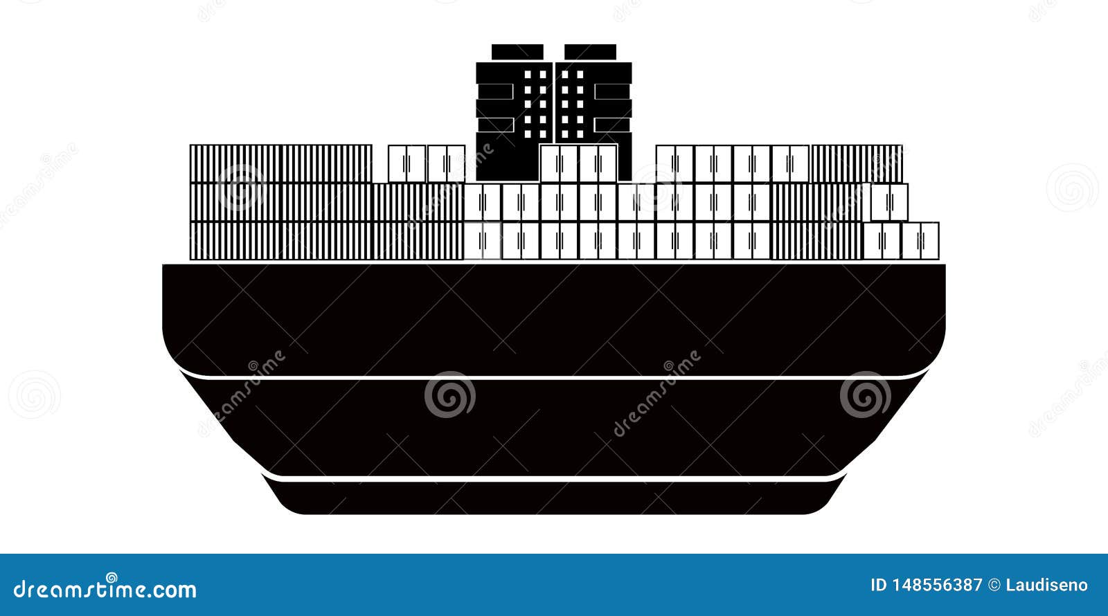Isolated Side View of a Cargo Ship Icon Stock Vector - Illustration of ...