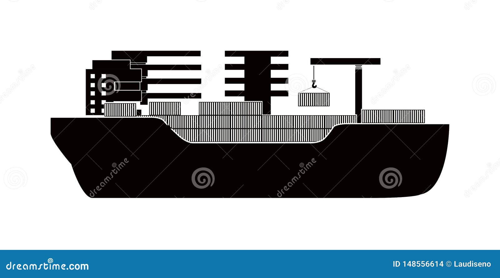 Isolated Side View of a Cargo Ship Icon Stock Vector - Illustration of ...