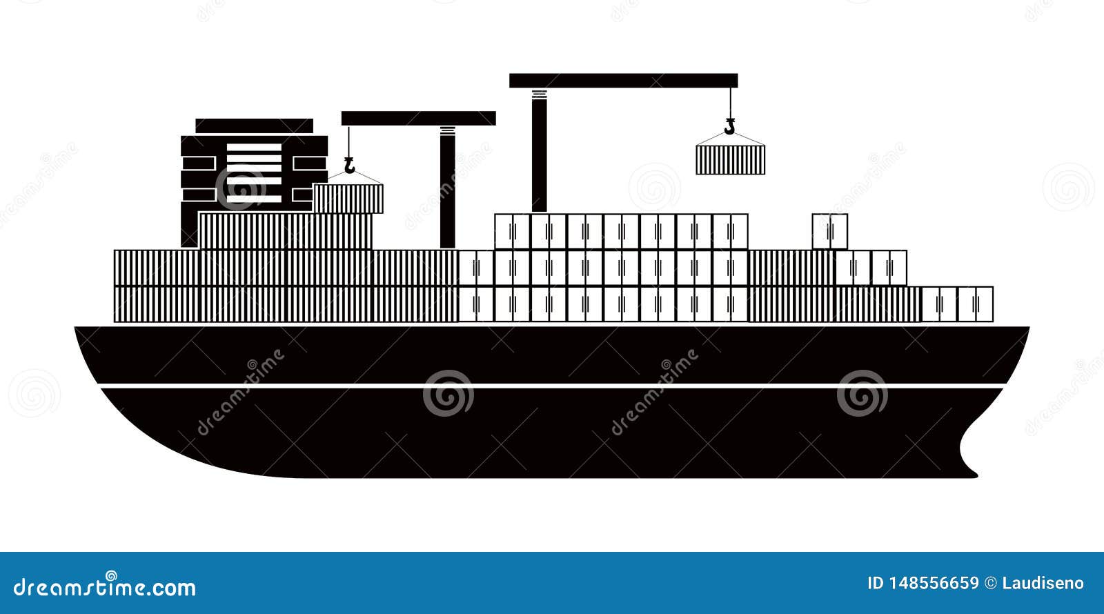 Isolated Side View of a Cargo Ship Icon Stock Vector - Illustration of ...