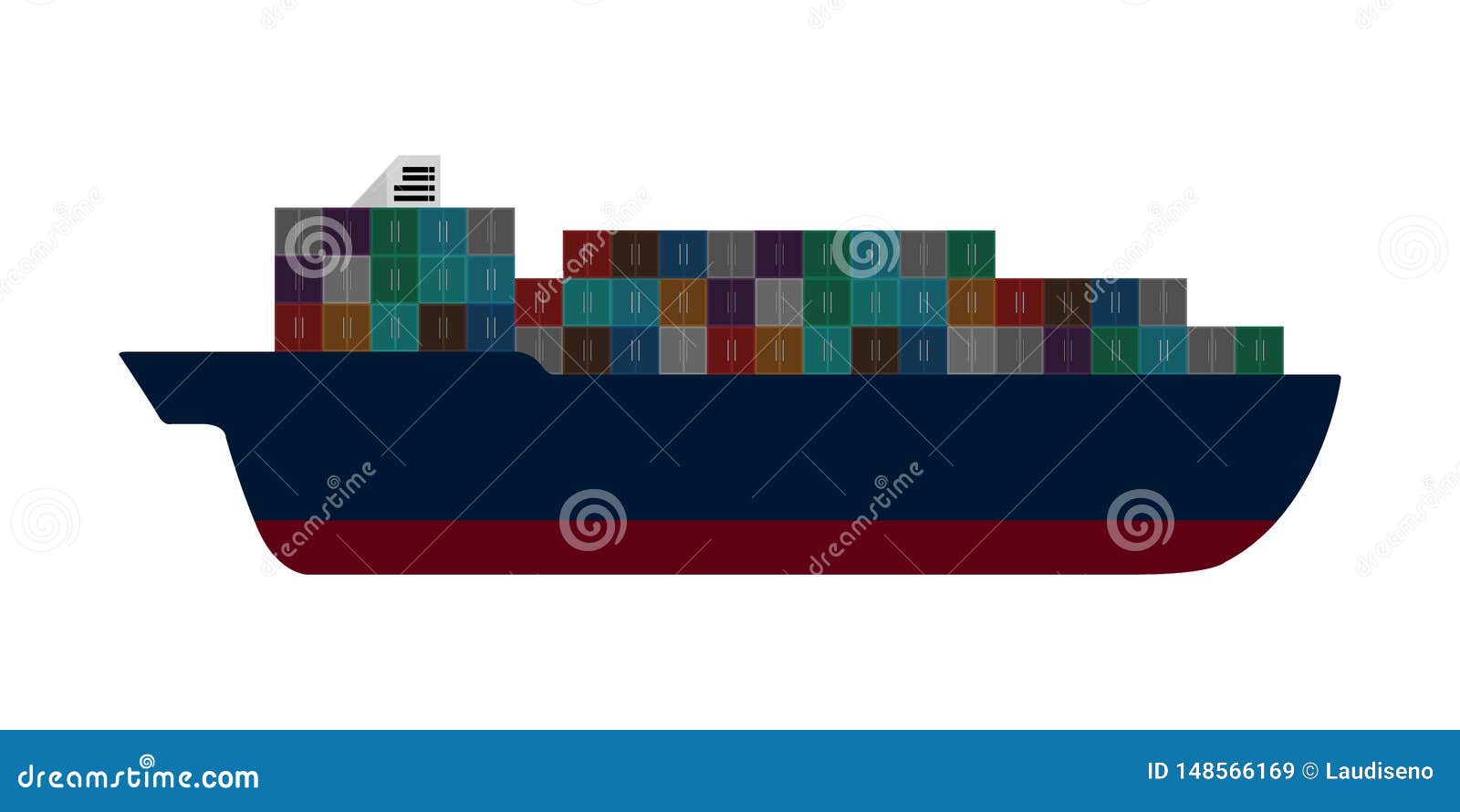 Isolated Side View of a Cargo Ship Stock Vector - Illustration of ...