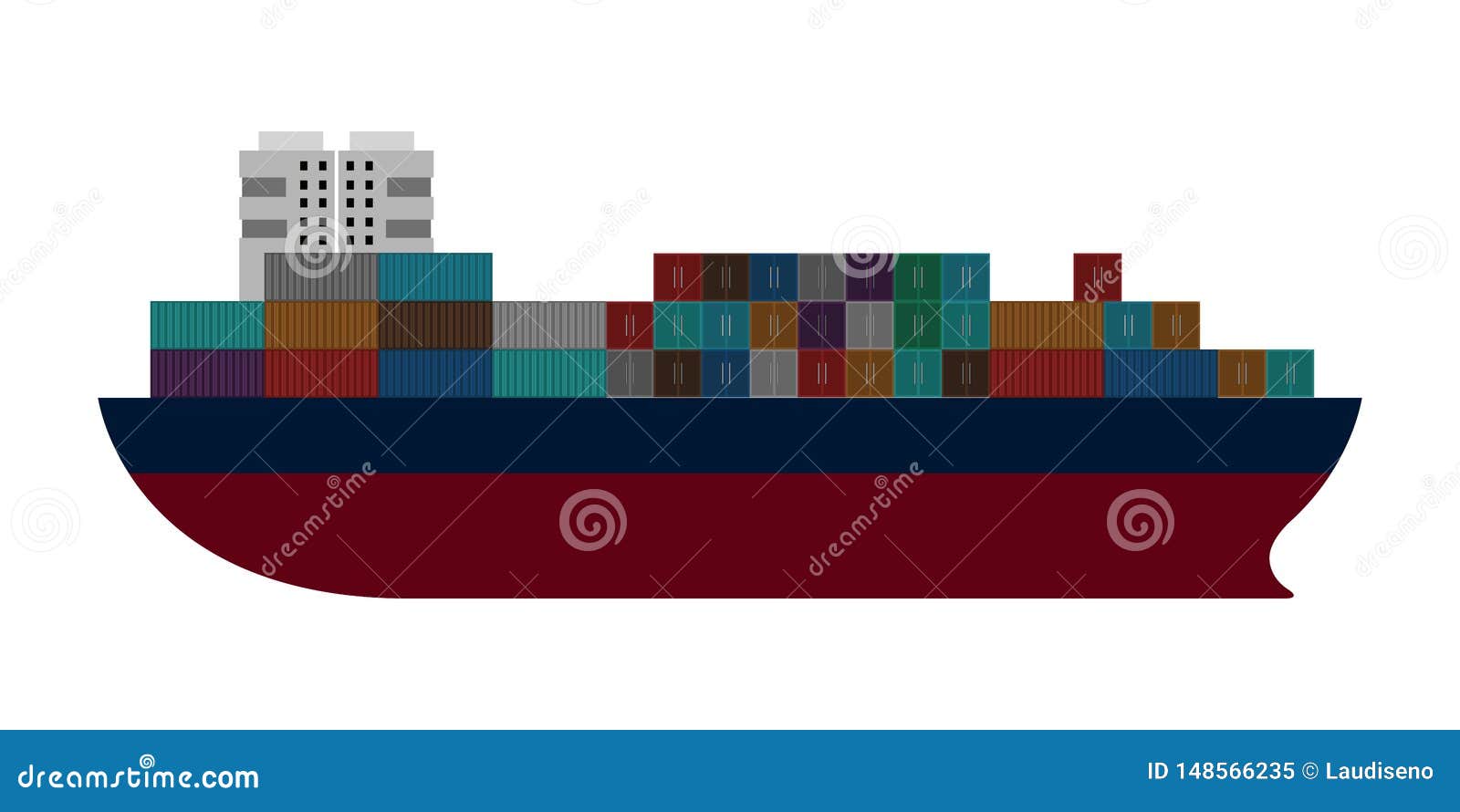 Isolated Side View of a Cargo Ship Stock Vector - Illustration of ...