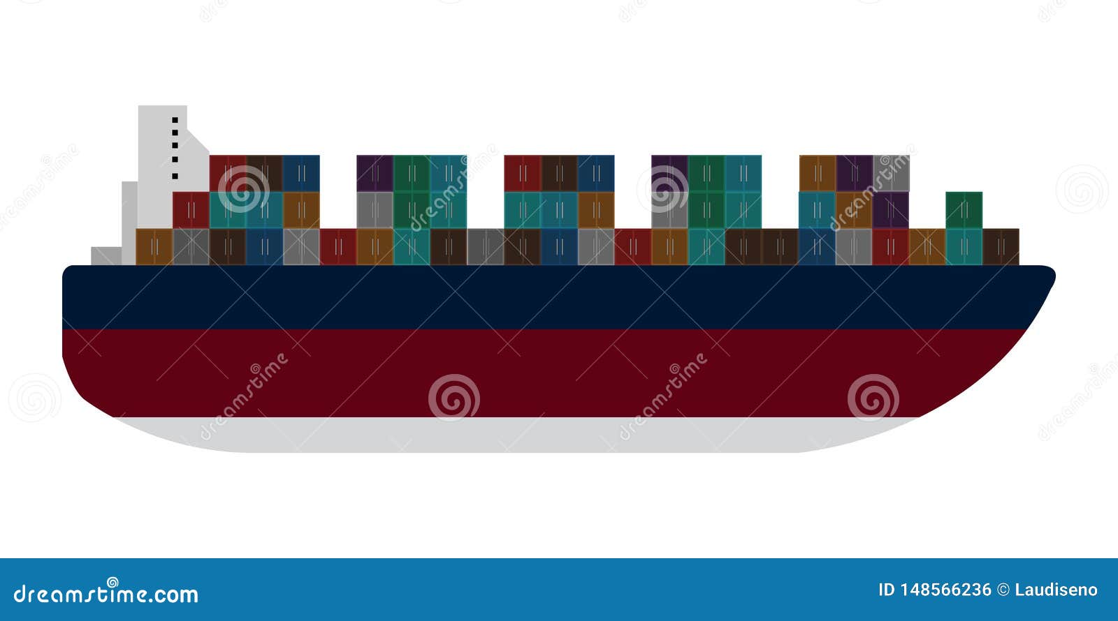 Isolated Side View of a Cargo Ship Stock Vector - Illustration of ...
