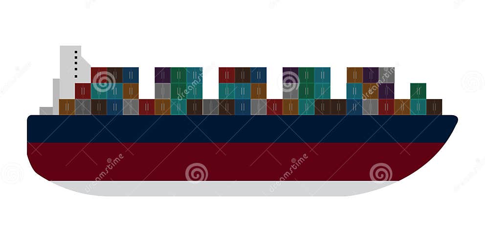 Isolated Side View of a Cargo Ship Stock Vector - Illustration of ...