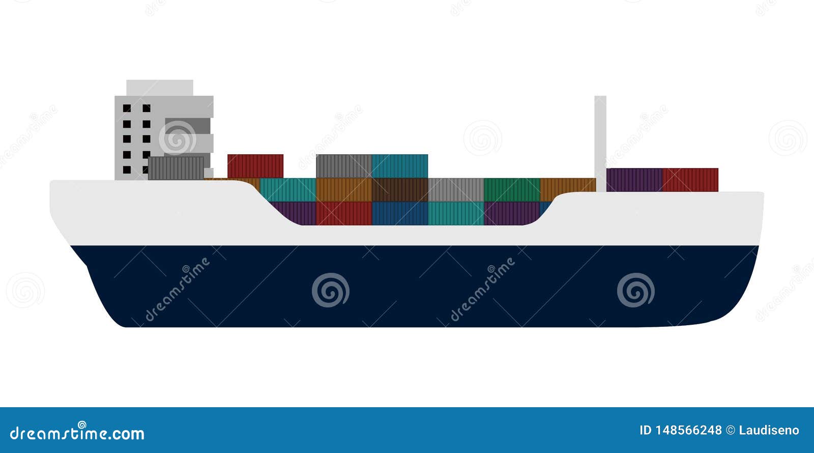 Isolated Side View of a Cargo Ship Stock Vector - Illustration of ...