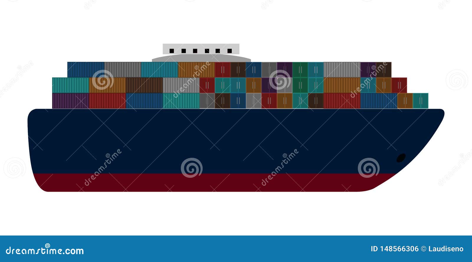 Isolated Side View of a Cargo Ship Stock Vector - Illustration of ...