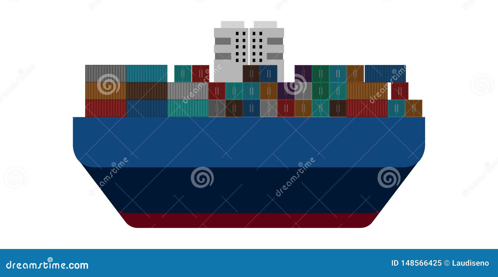 Isolated Side View of a Cargo Ship Stock Vector - Illustration of ...