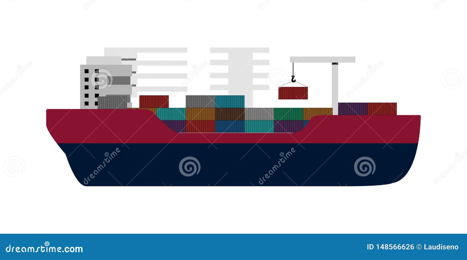 Isolated Side View of a Cargo Ship Stock Vector - Illustration of ...
