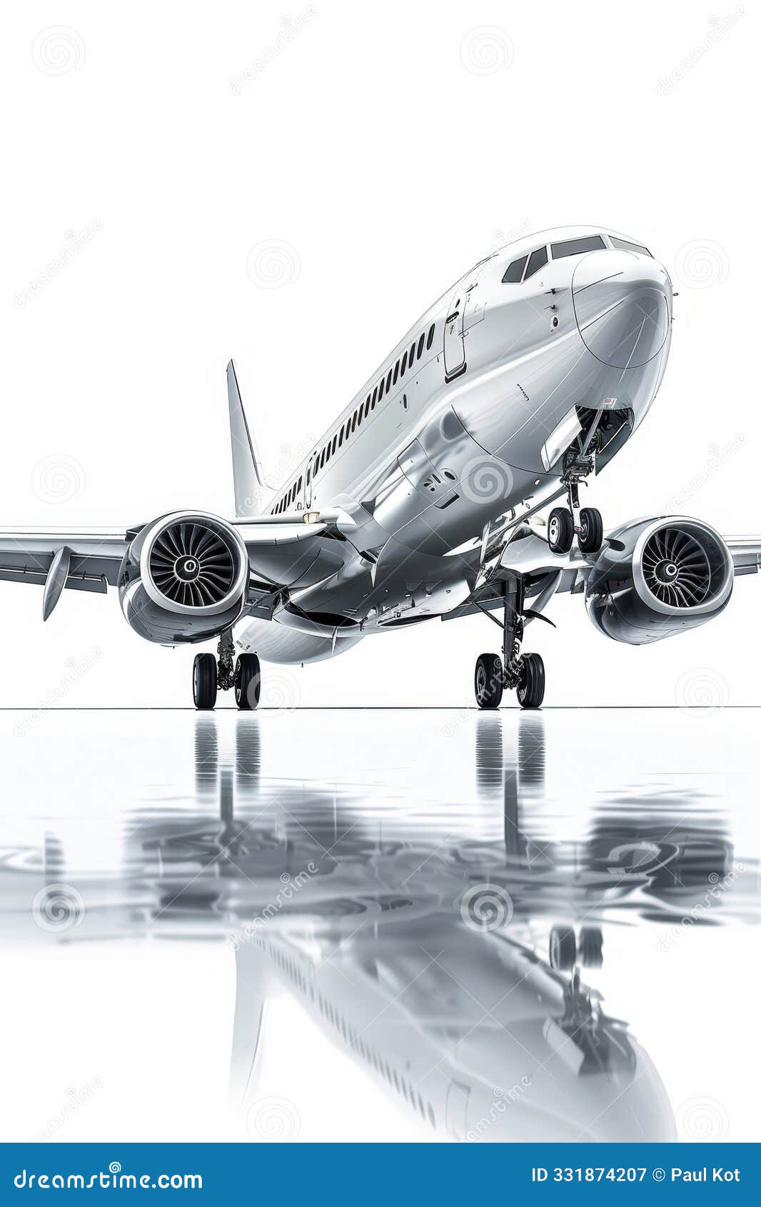 Isolated Side View of Passenger Airplane on White Background for ...