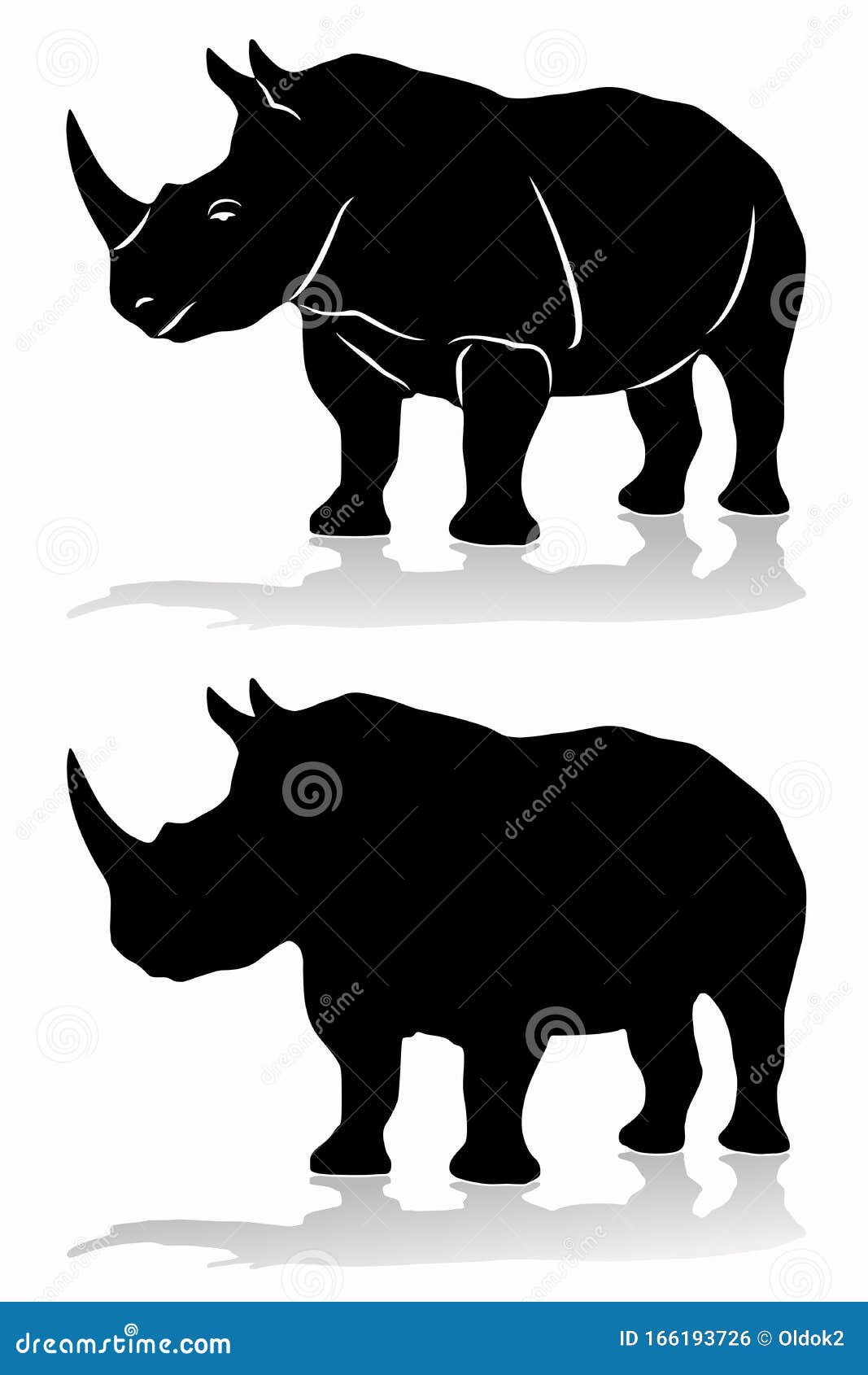 Isolated Silhouette of Rhino , Vector Drawing Stock Vector ...