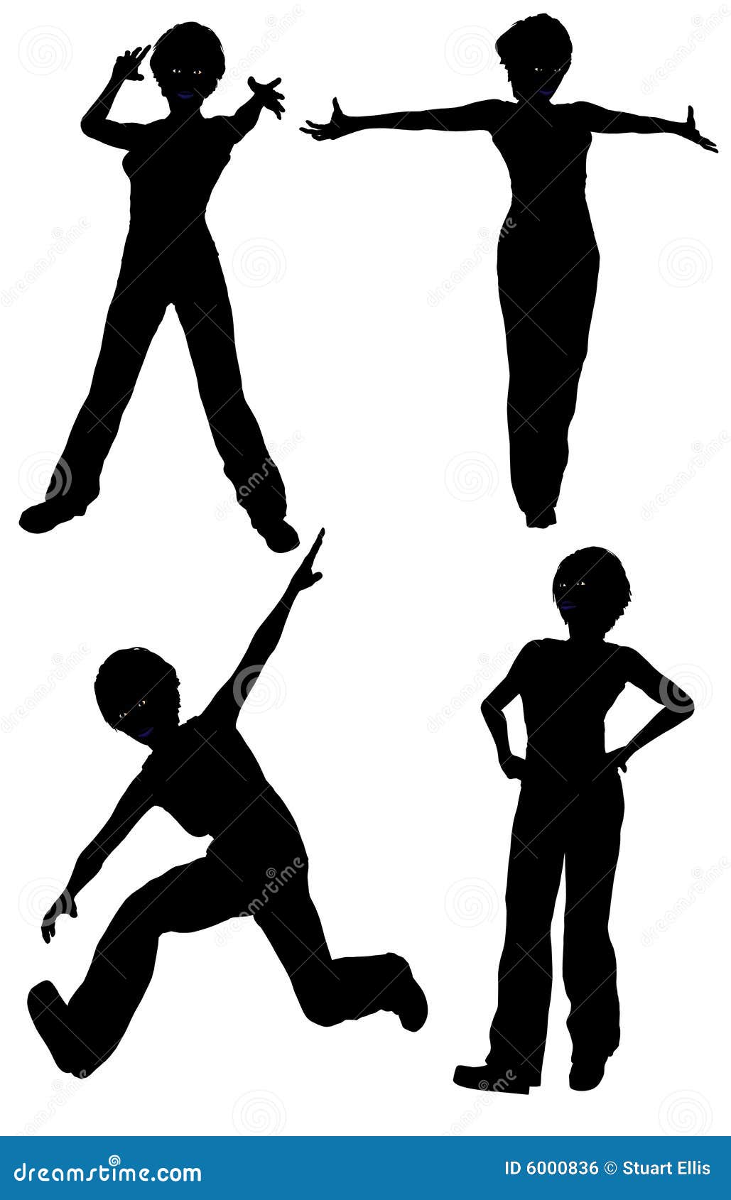 Isolated Silhouettes of Women in Various Poses Stock Illustration ...