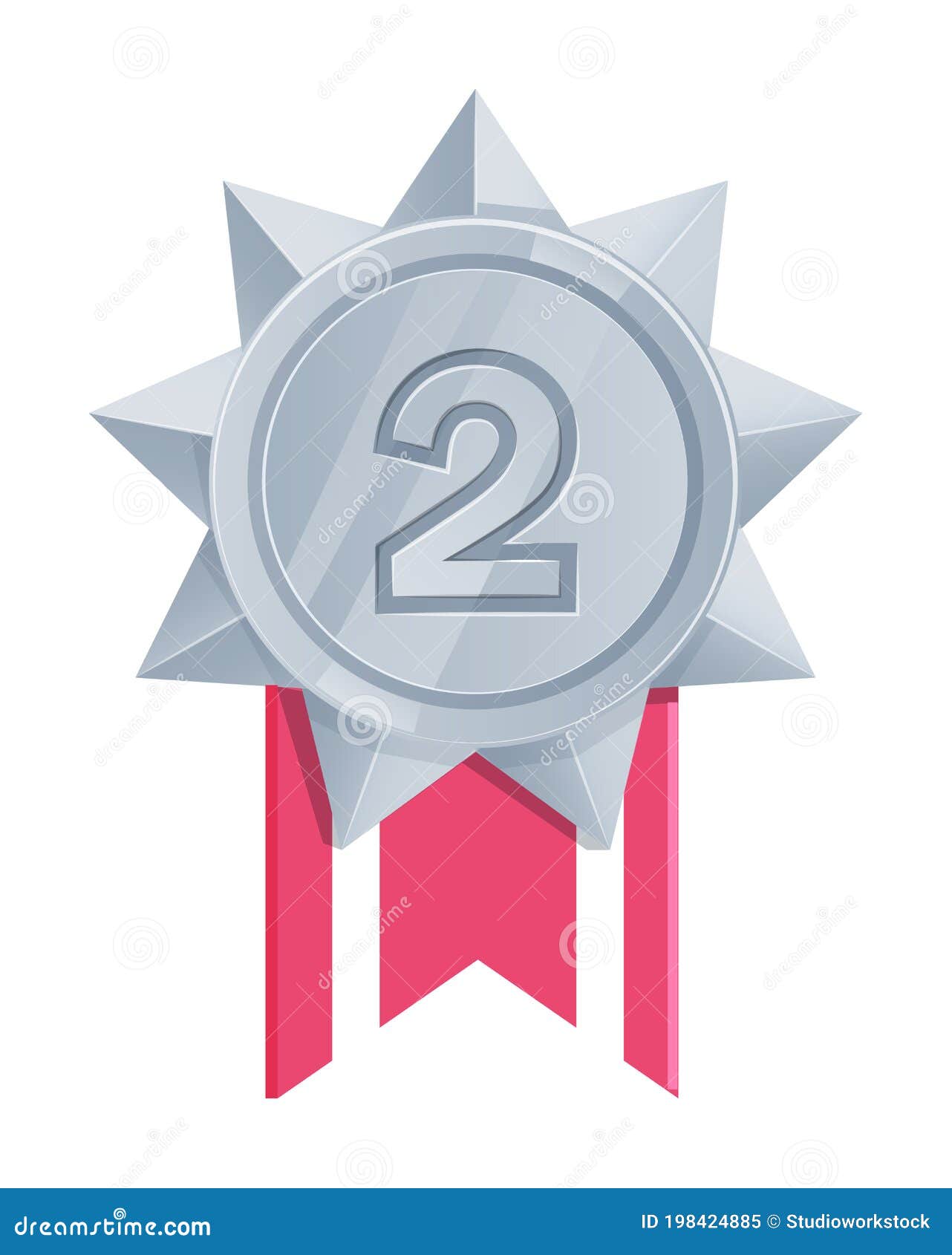 Isolated Silver Award Pin Medallion for Second Place Stock Vector ...