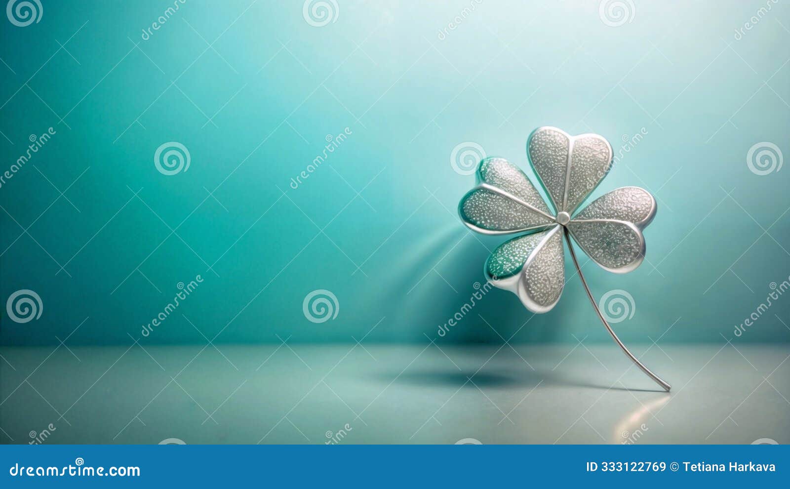 Isolated Silver Clover on a Blue Gradient Backdrop Stock Illustration ...