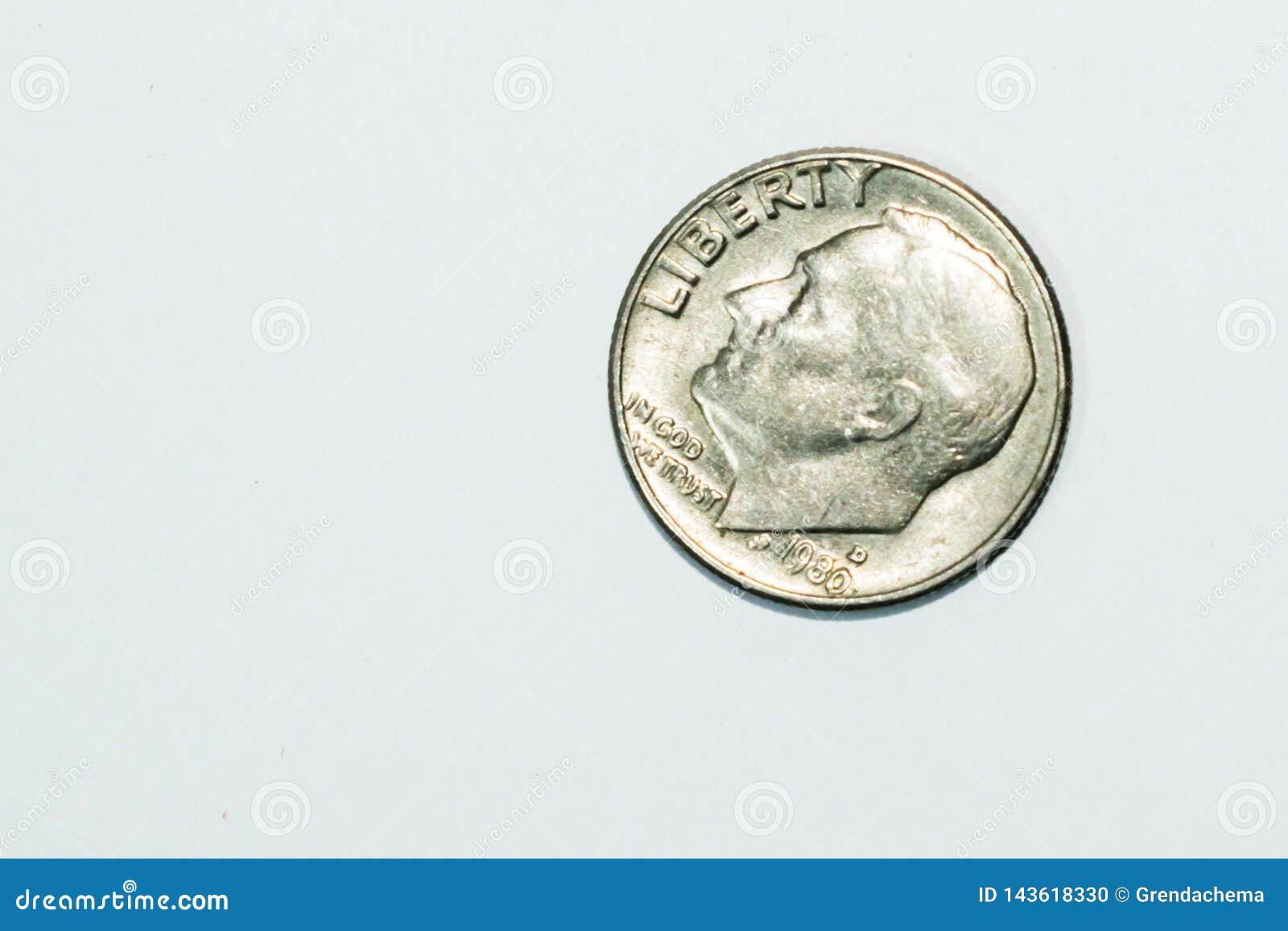 Isolated Silver Coin In A White Background, US Dime Stock Photo - Image ...