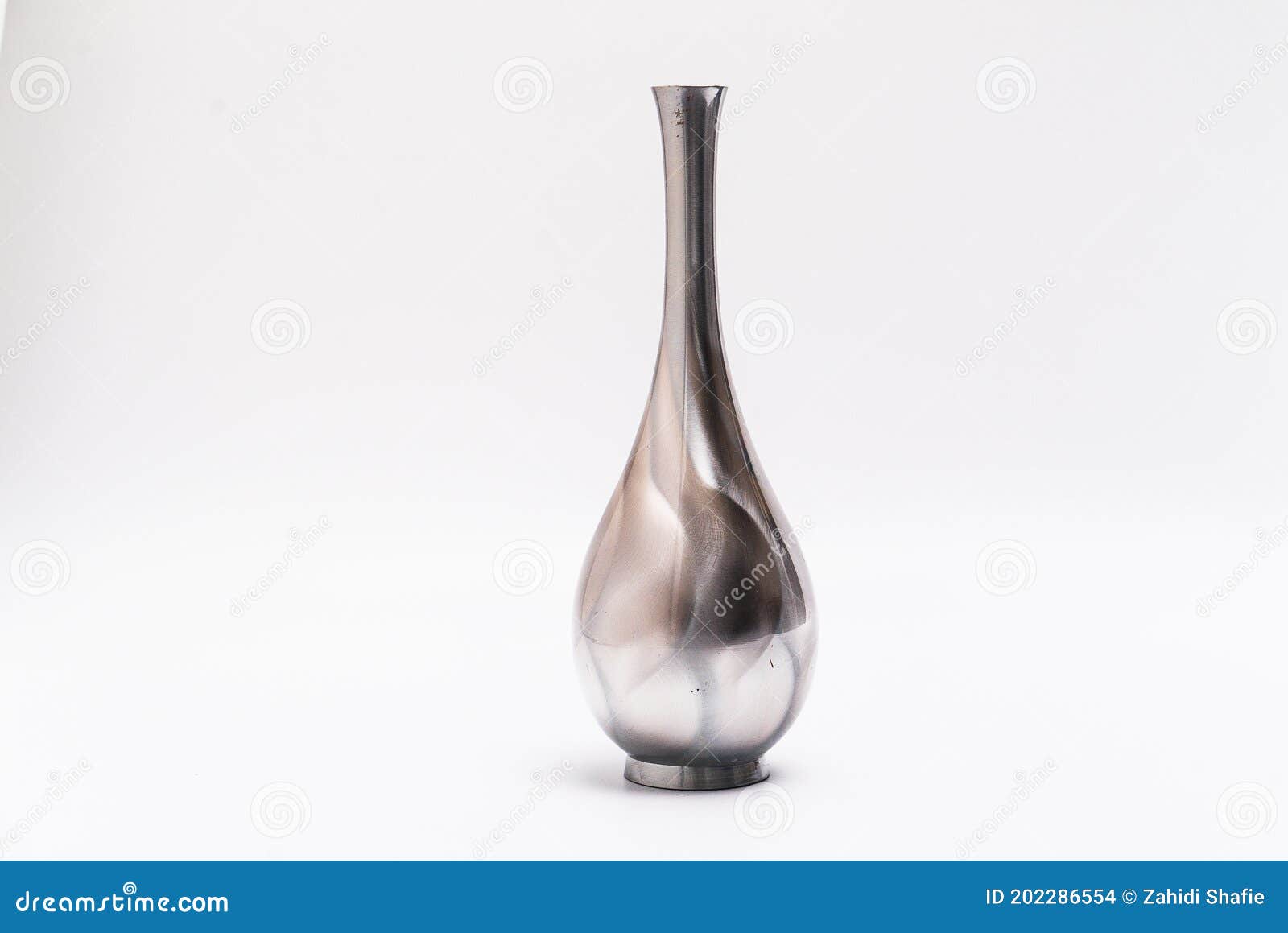 Isolated Silver, Reflective Chrome, Tall Vase on a White Studio ...