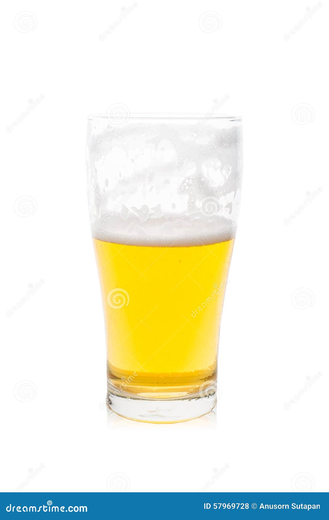 Isolated Single Glass of Beer with Bubbles, Half Glass of Beer Stock ...