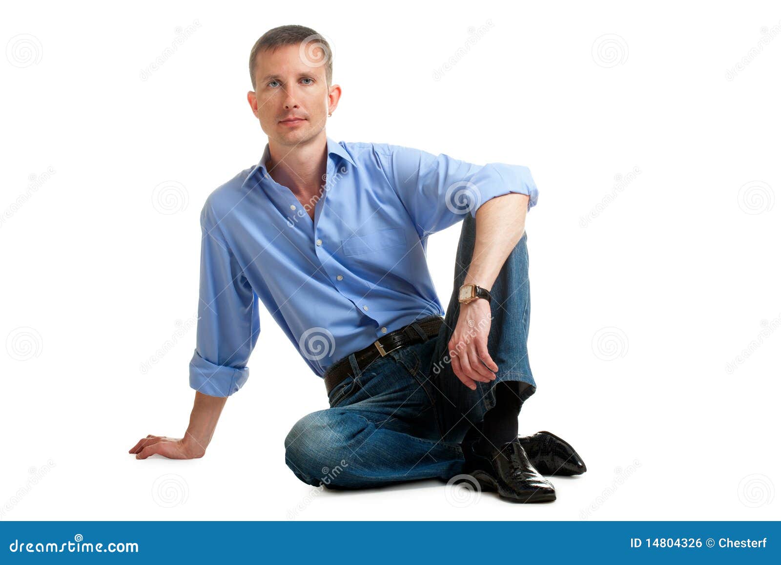 Isolated sitting man stock photo. Image of confident - 14804326