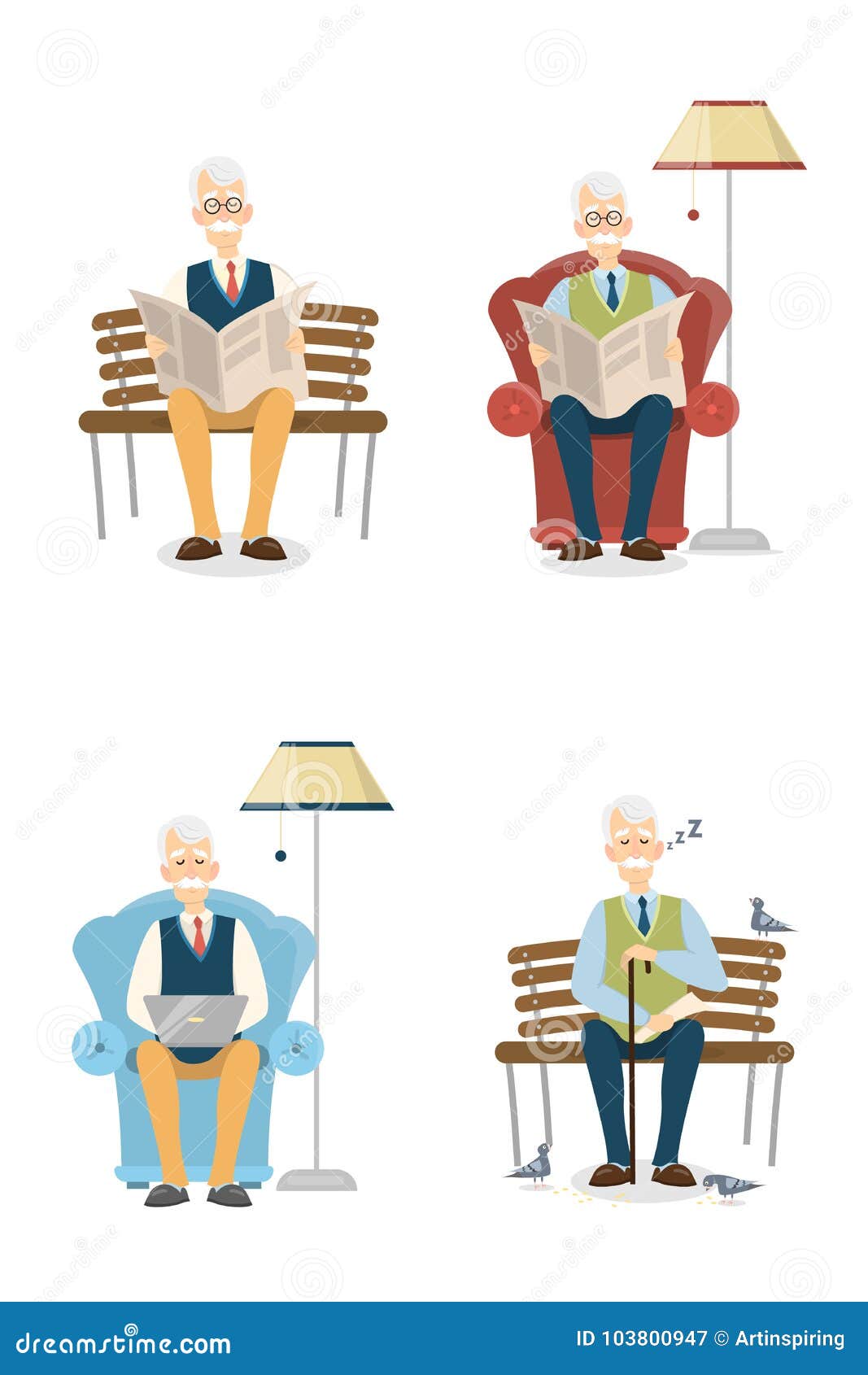 Old man set. stock vector. Illustration of leisure, health - 103800947