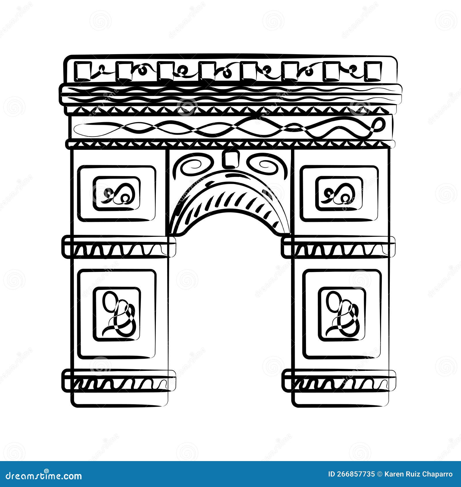 Isolated Sketch of Arch of Triumph Landmark Vector Stock Vector ...