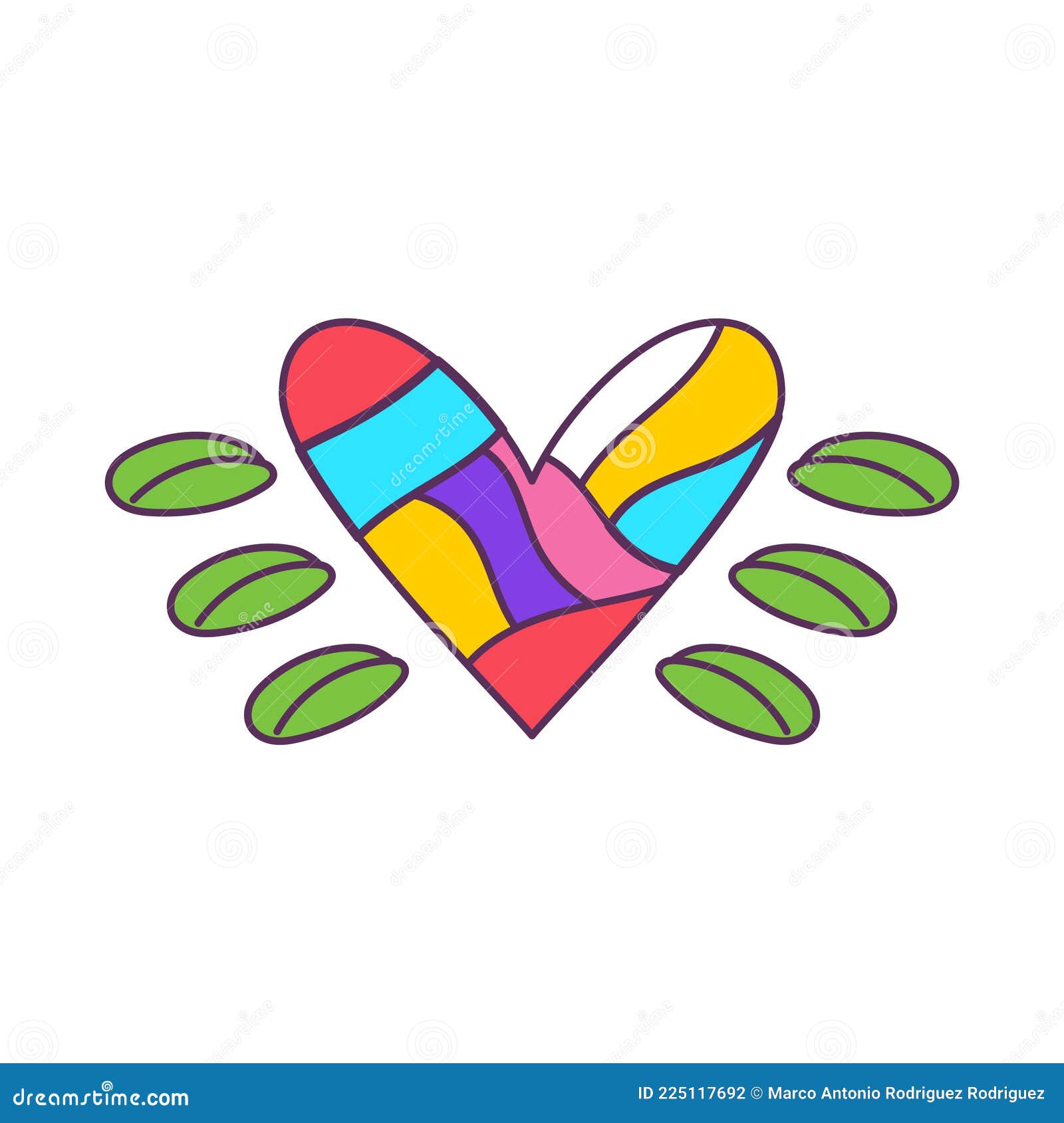Isolated Sketch of a Colored Heart Shape Stock Vector - Illustration of ...
