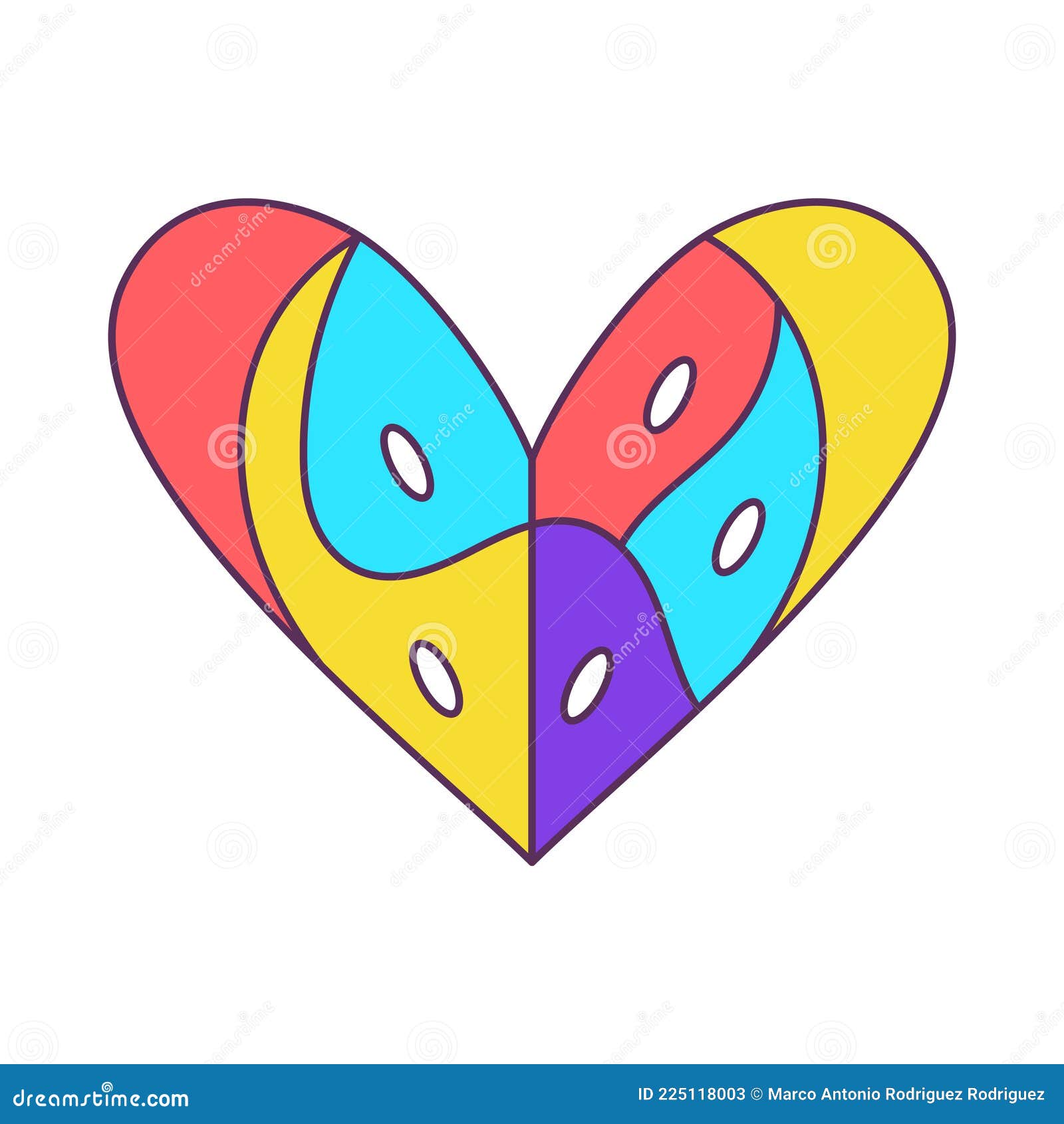 Isolated Sketch of a Colored Heart Shape Stock Vector - Illustration of ...