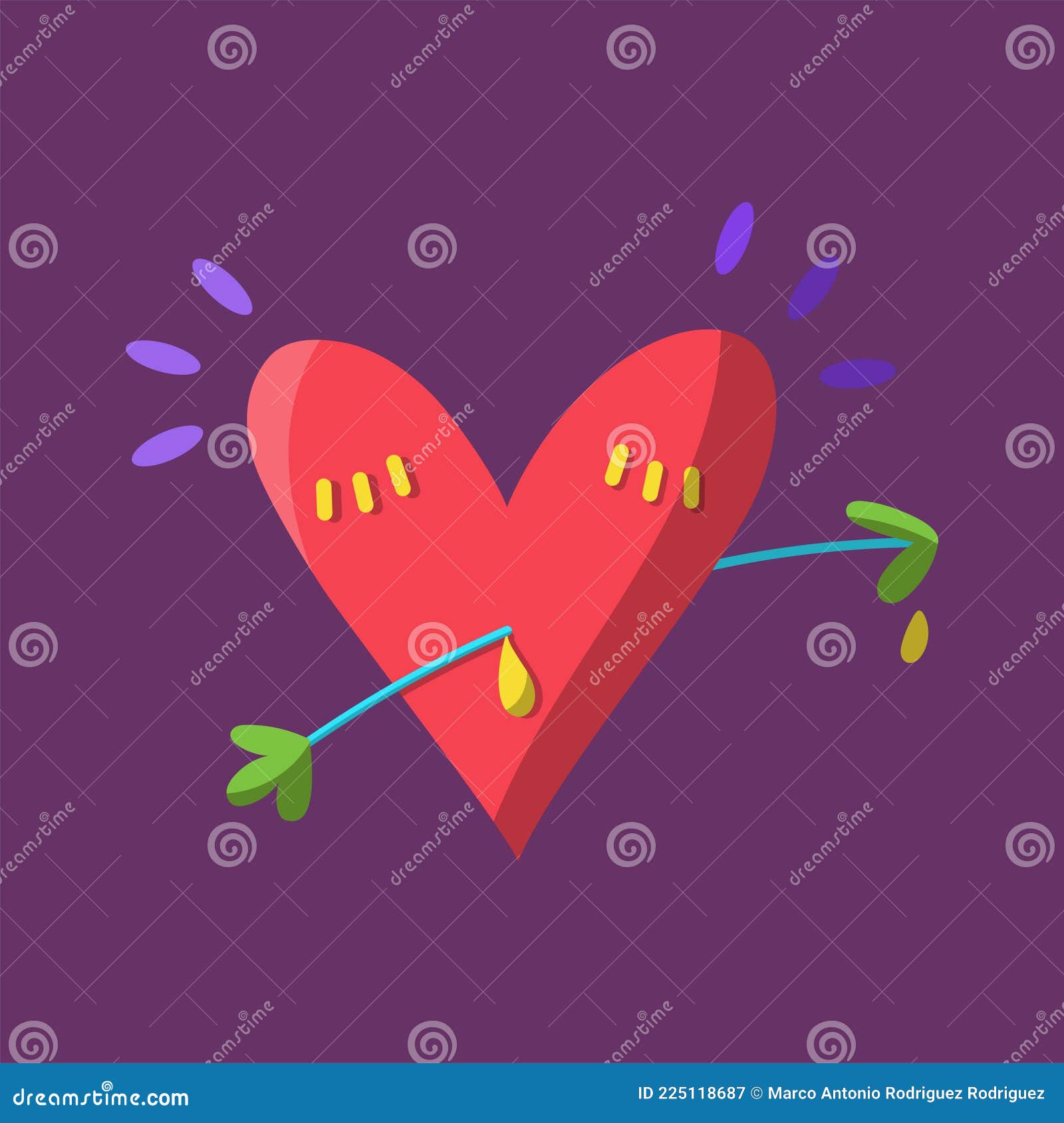 Isolated Sketch of a Colored Heart Shape Stock Vector - Illustration of ...