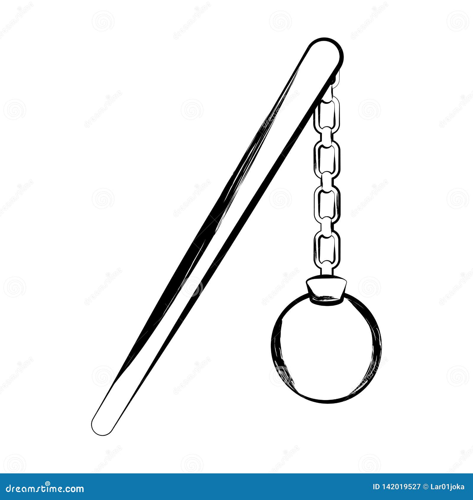 Isolated sketch of a flail stock vector. Illustration of steel - 142019527