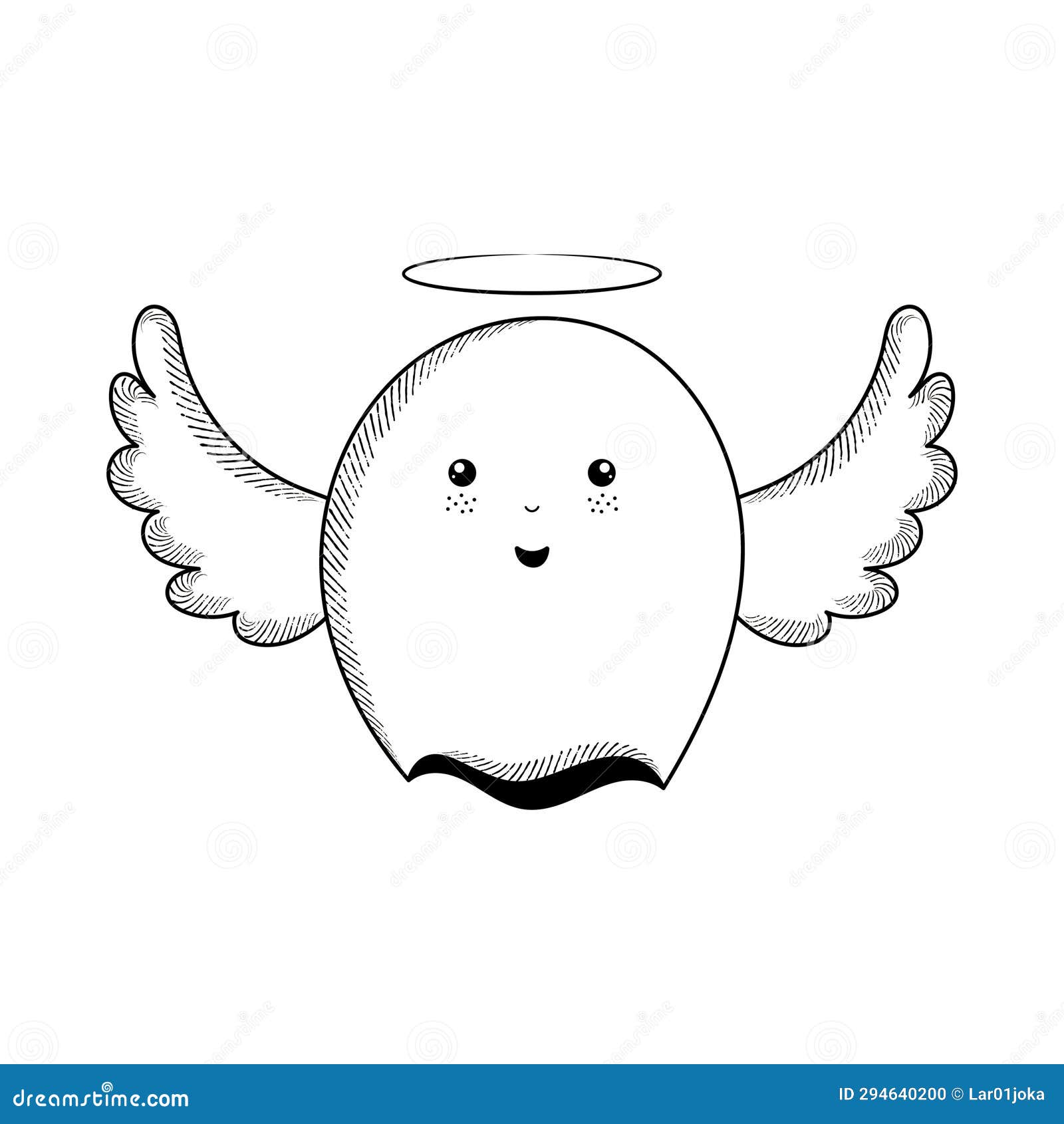 Isolated Sketch of a Ghost with an Angel Costume Vector Stock Vector ...