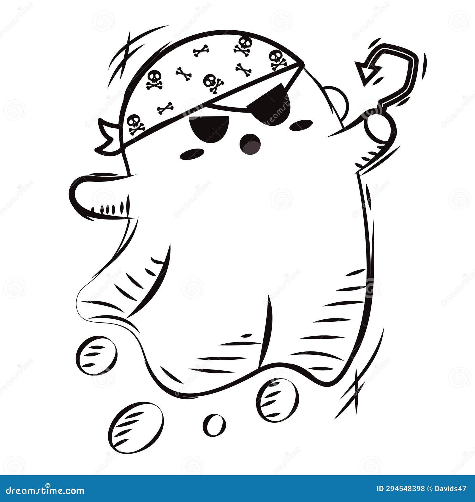 Isolated Sketch of a Ghost with a Pirate Costume Vector Stock Vector ...