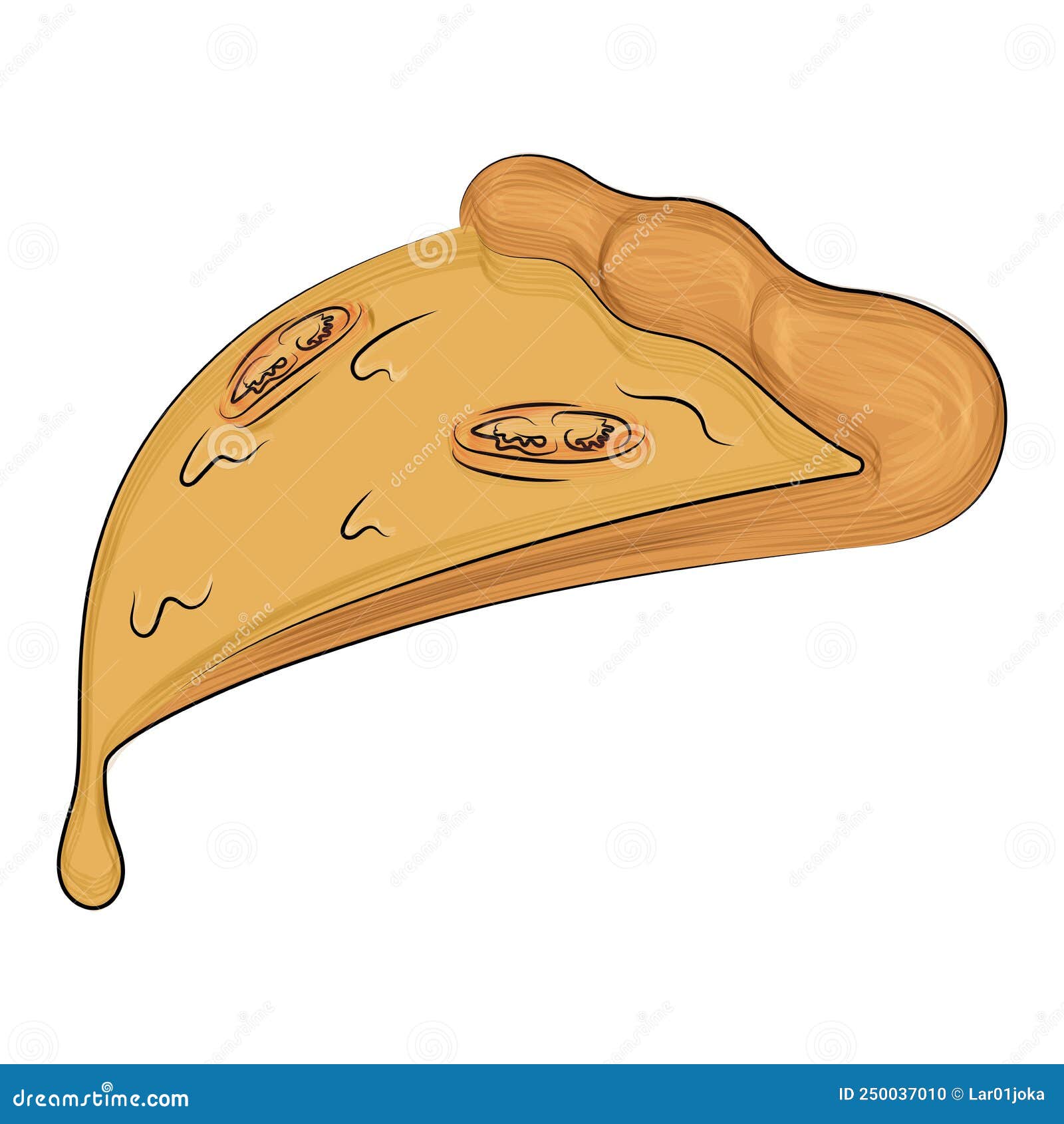 Isolated Sketch of a Slice of Pizza with Cheese Vector Stock Vector ...
