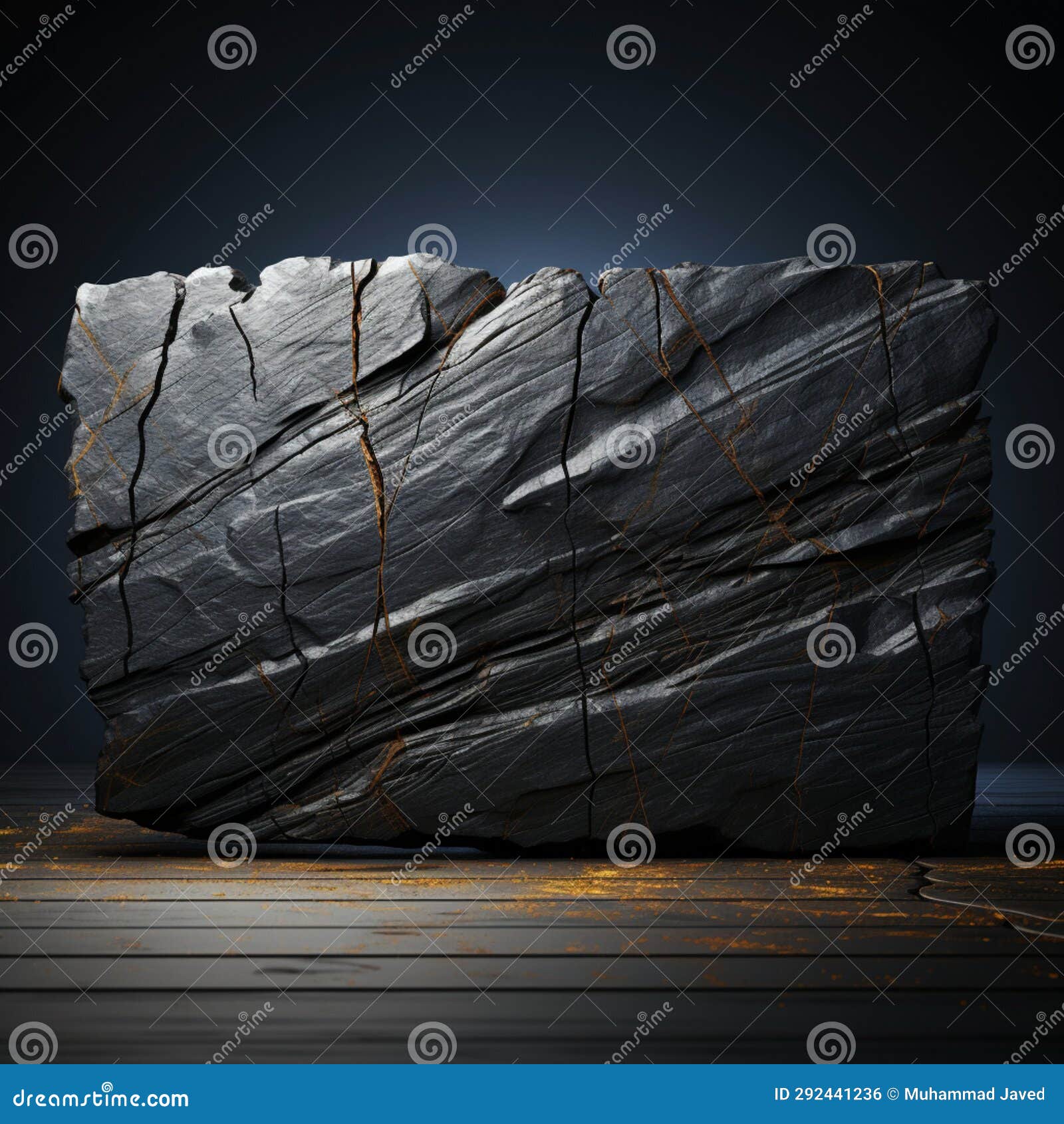 Isolated Slab, Obsidian Surface, Set upon Shadowy Wall, Vacant Setting ...