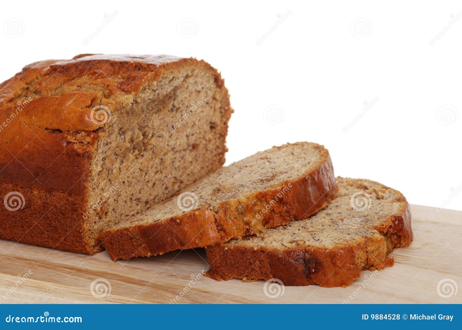 Isolated Sliced Banana Bread Stock Photo - Image of cake, cooking: 9884528