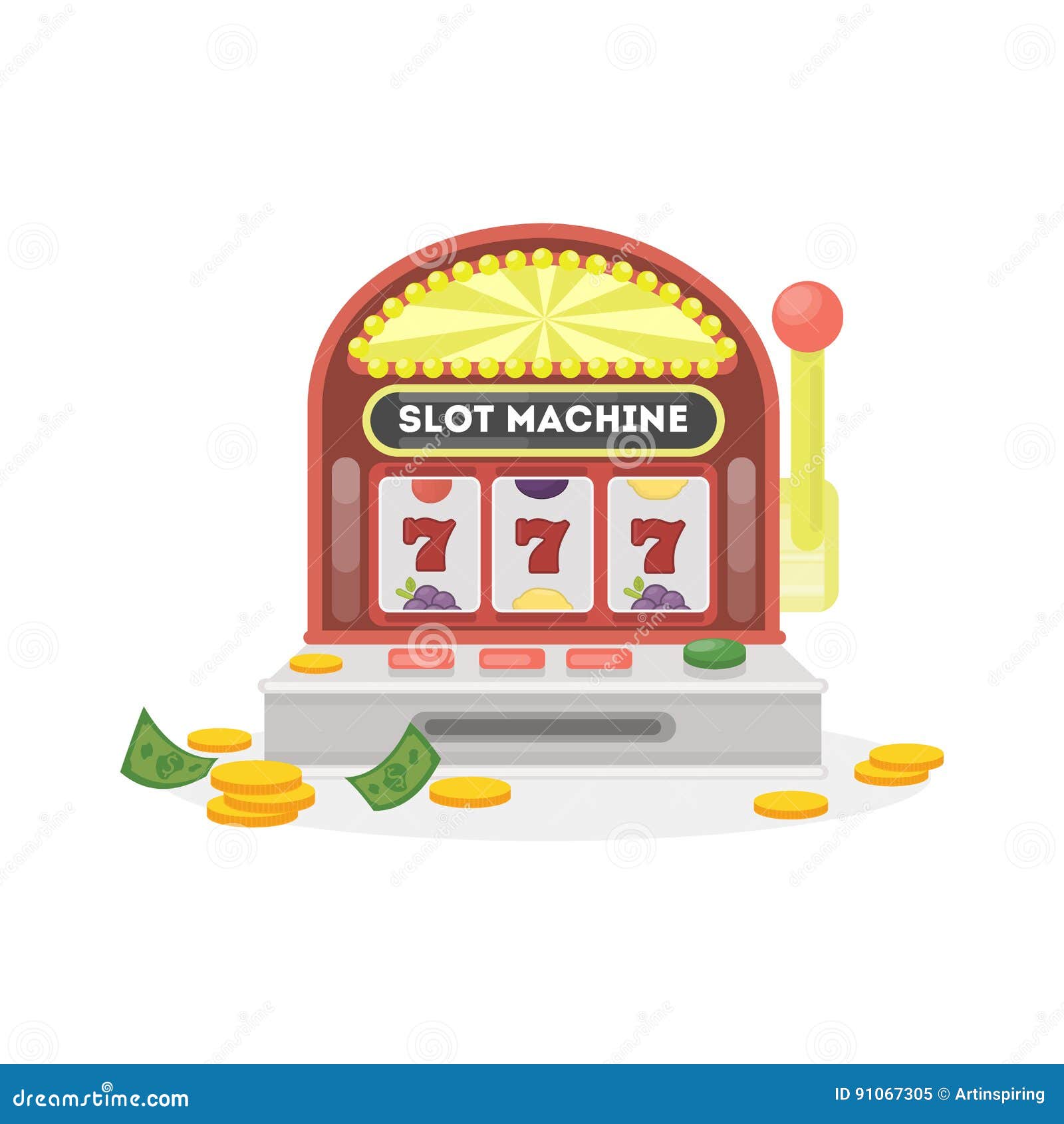 Isolated slot machine. stock vector. Illustration of gambling - 91067305