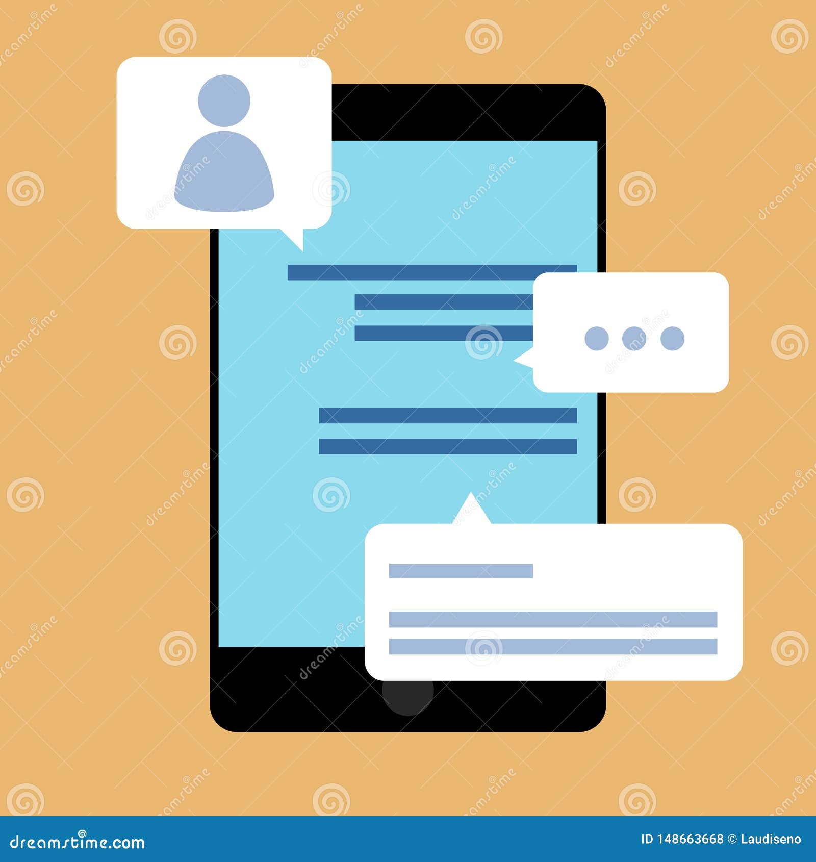 Isolated Smartphone with Chat Symbols Stock Vector - Illustration of ...