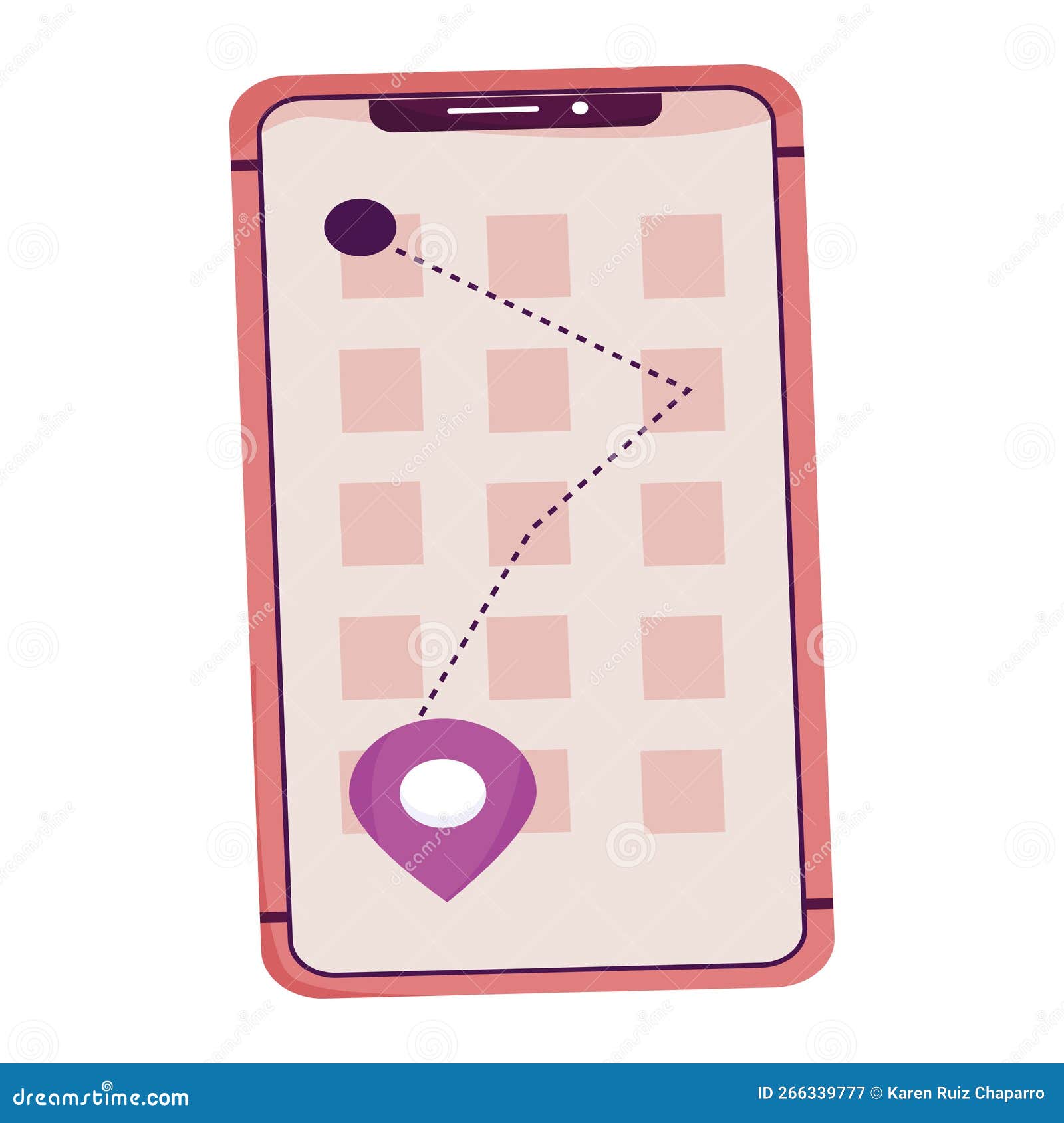 Isolated Smartphone with a Map App Vector Stock Vector - Illustration ...