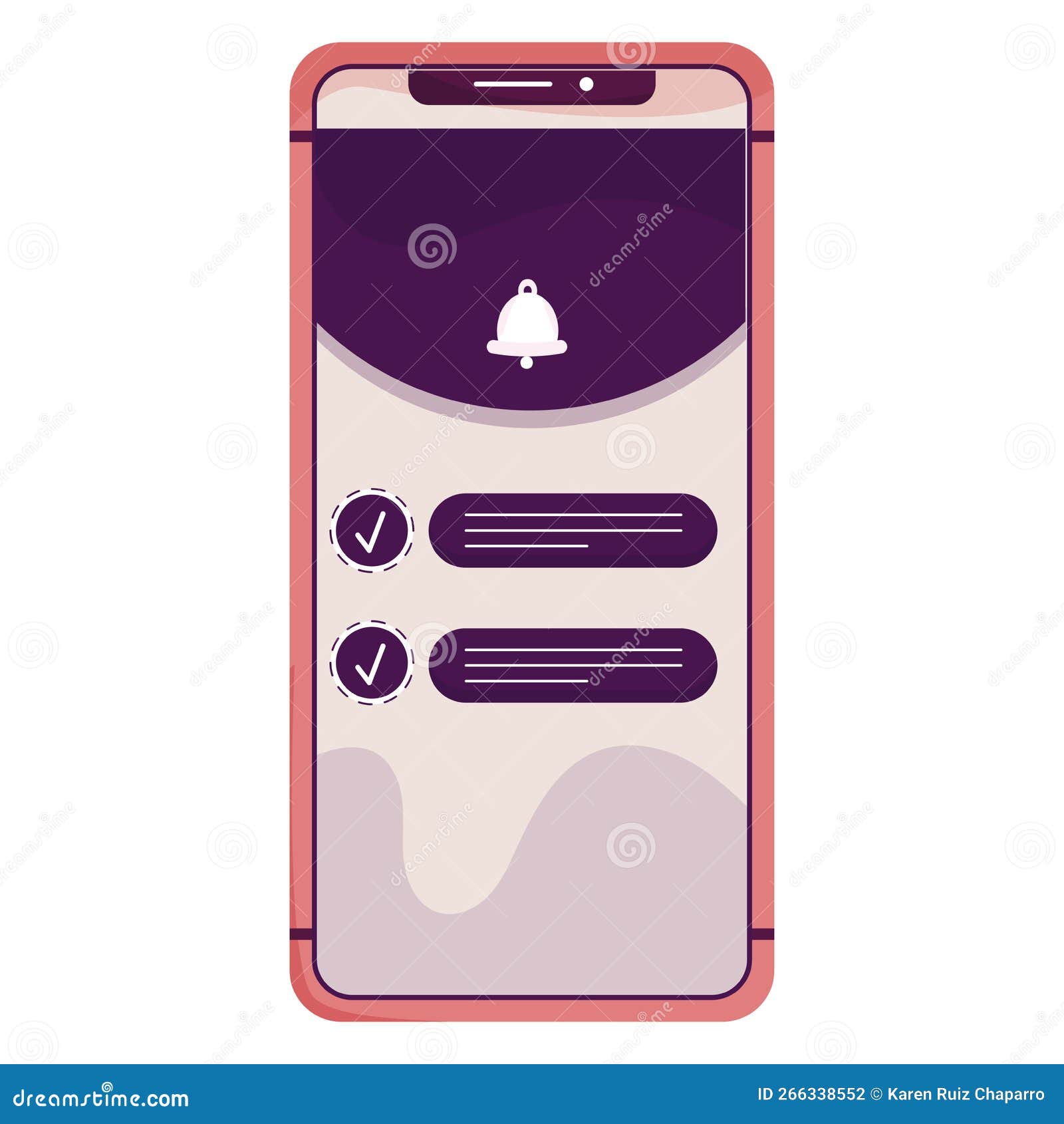 Isolated Smartphone with Notification App Vector Stock Vector ...