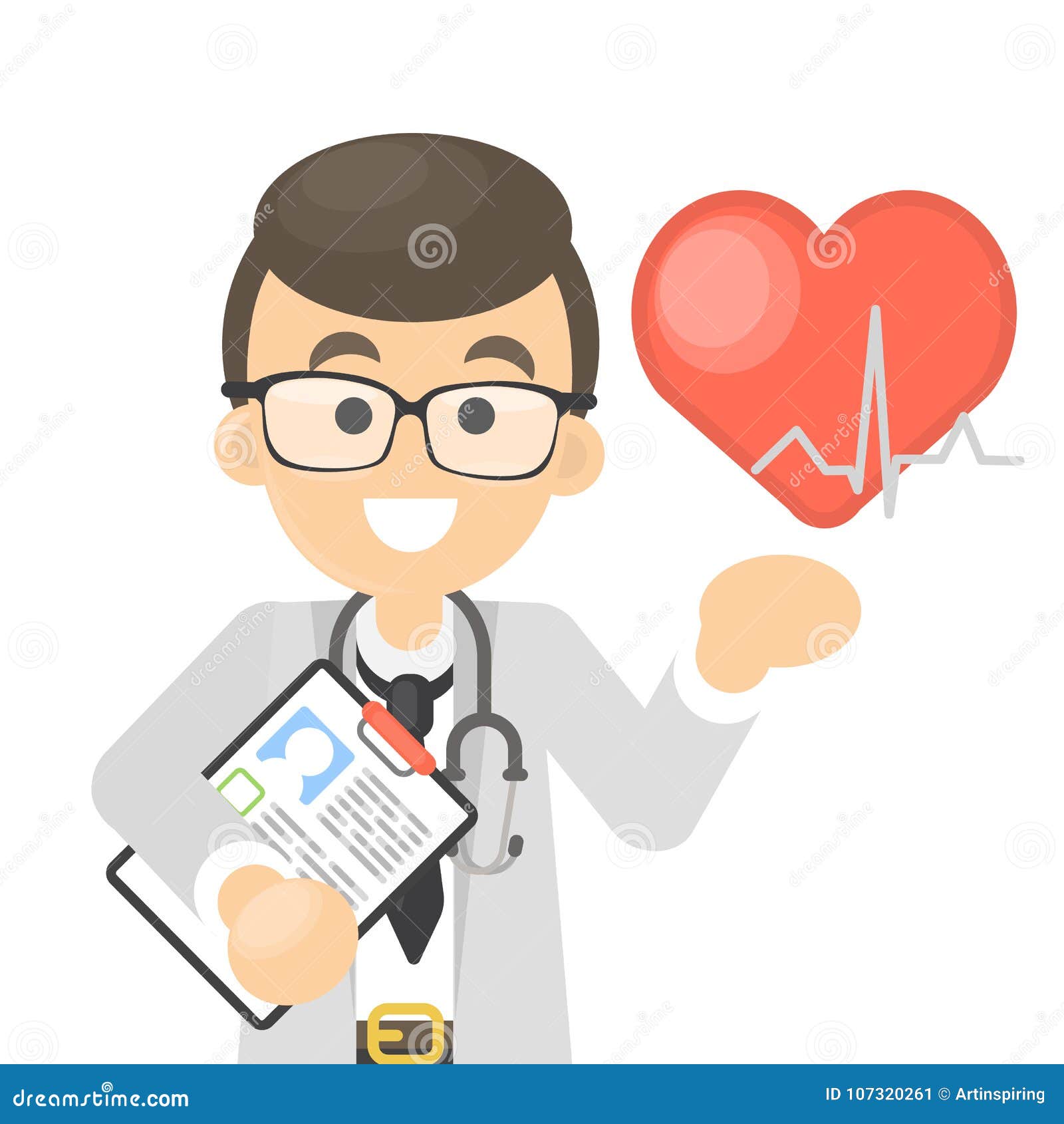 Isolated Smiling Cardiologist Stock Vector Illustration Of Doctor