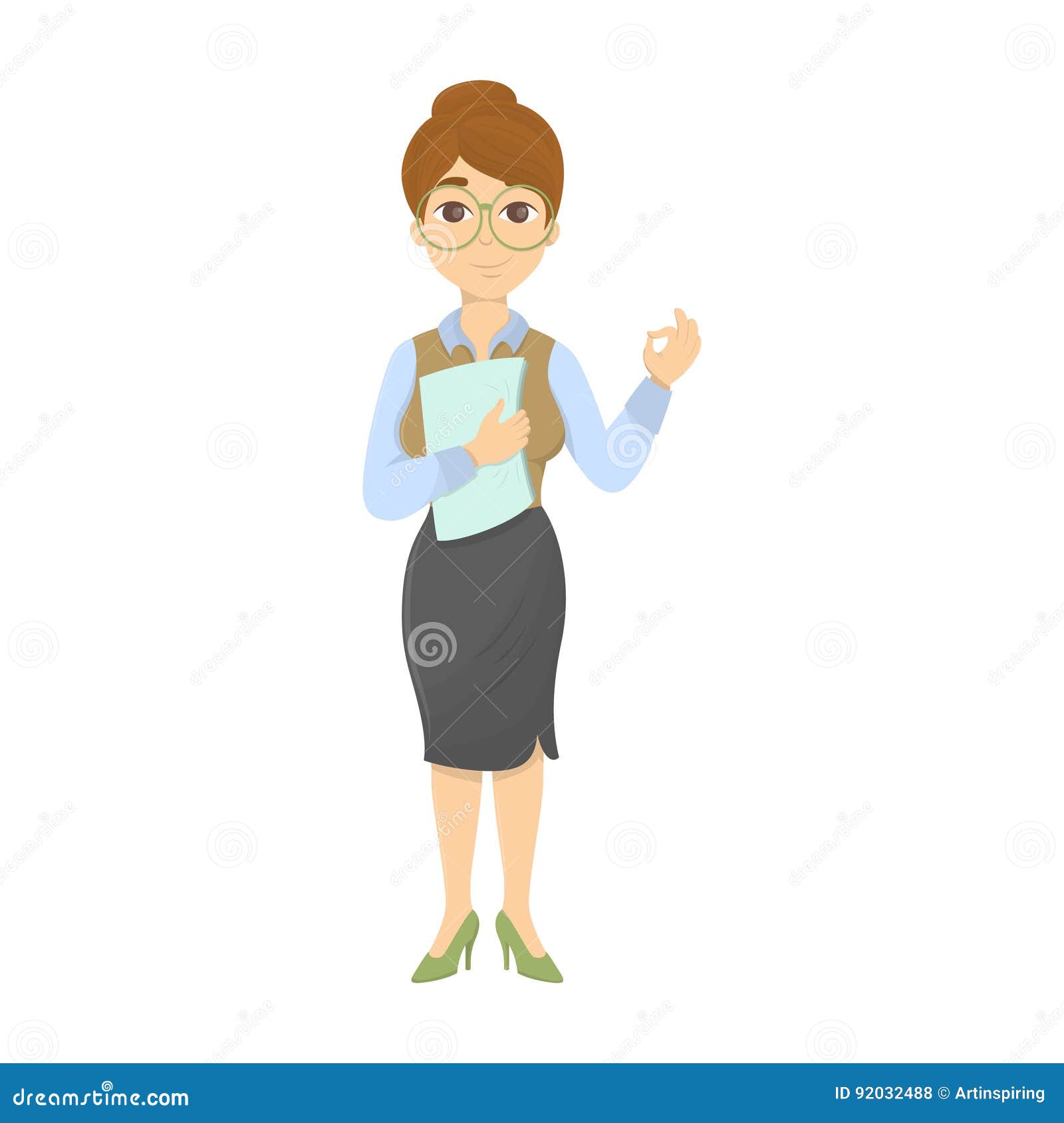 Isolated smiling teacher. stock vector. Illustration of approval - 92032488