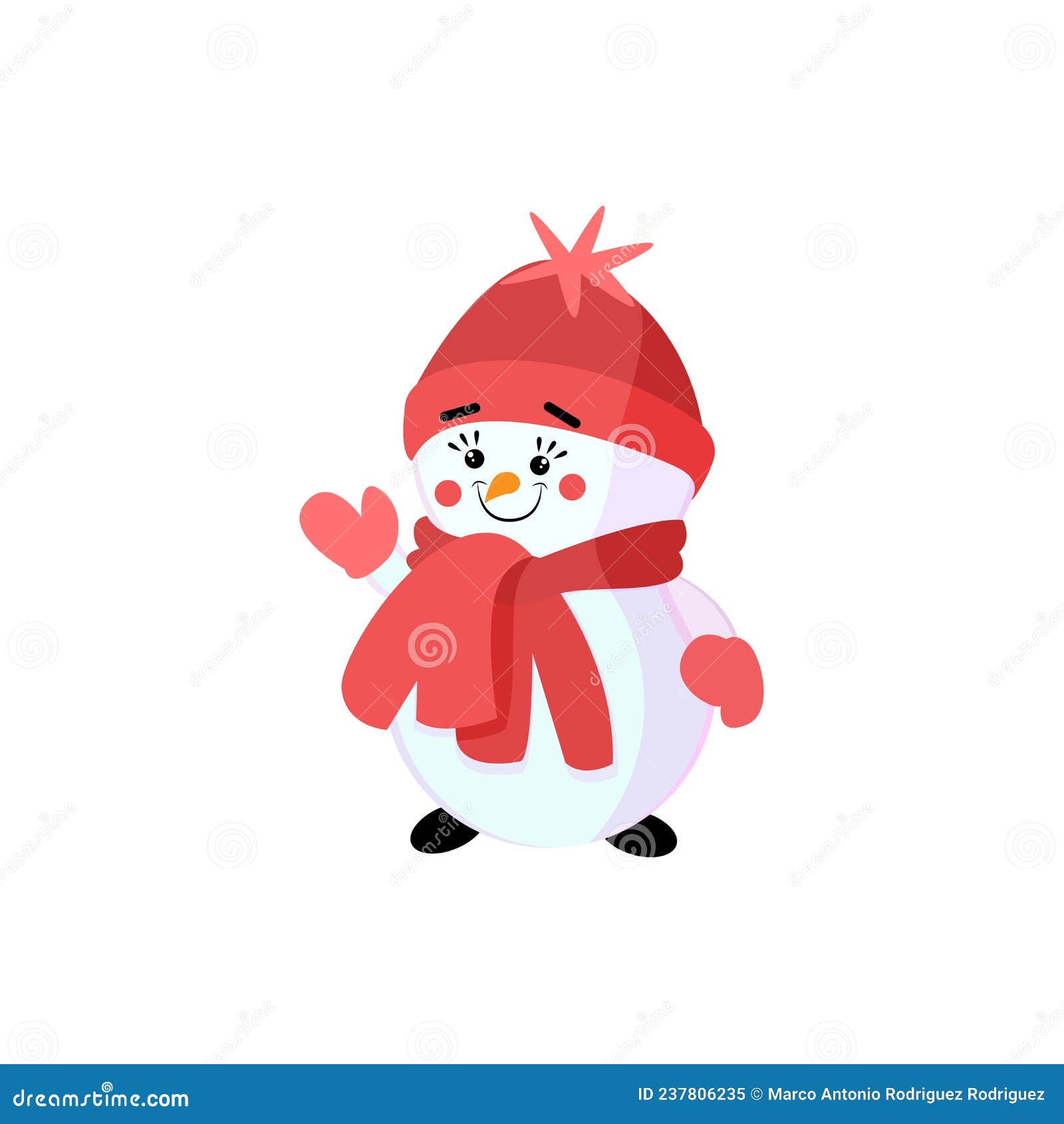 Isolated Snowman with Hat and Scarf Vector Stock Vector - Illustration ...