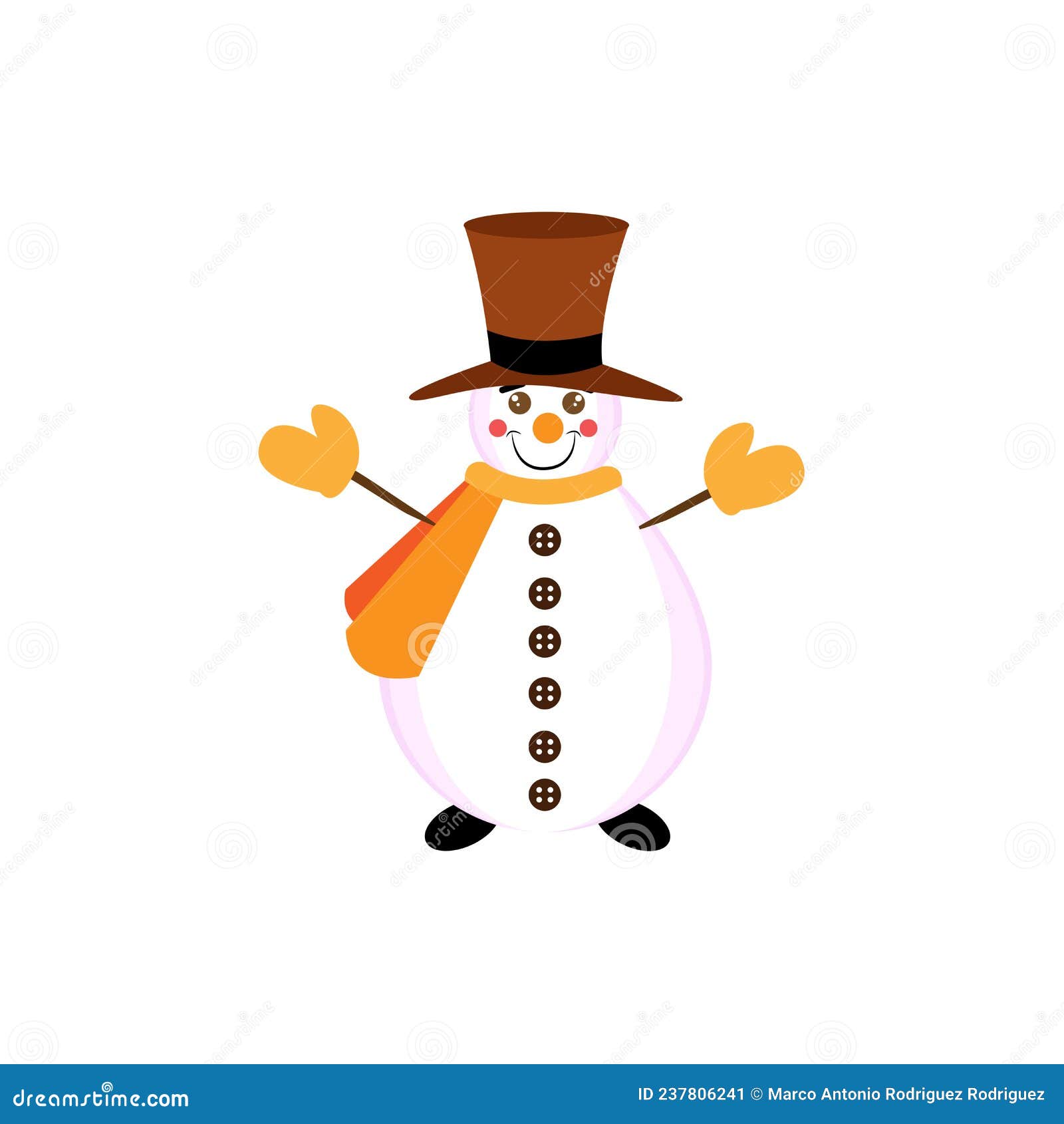 Isolated Snowman with Hat and Scarf Vector Stock Vector - Illustration ...