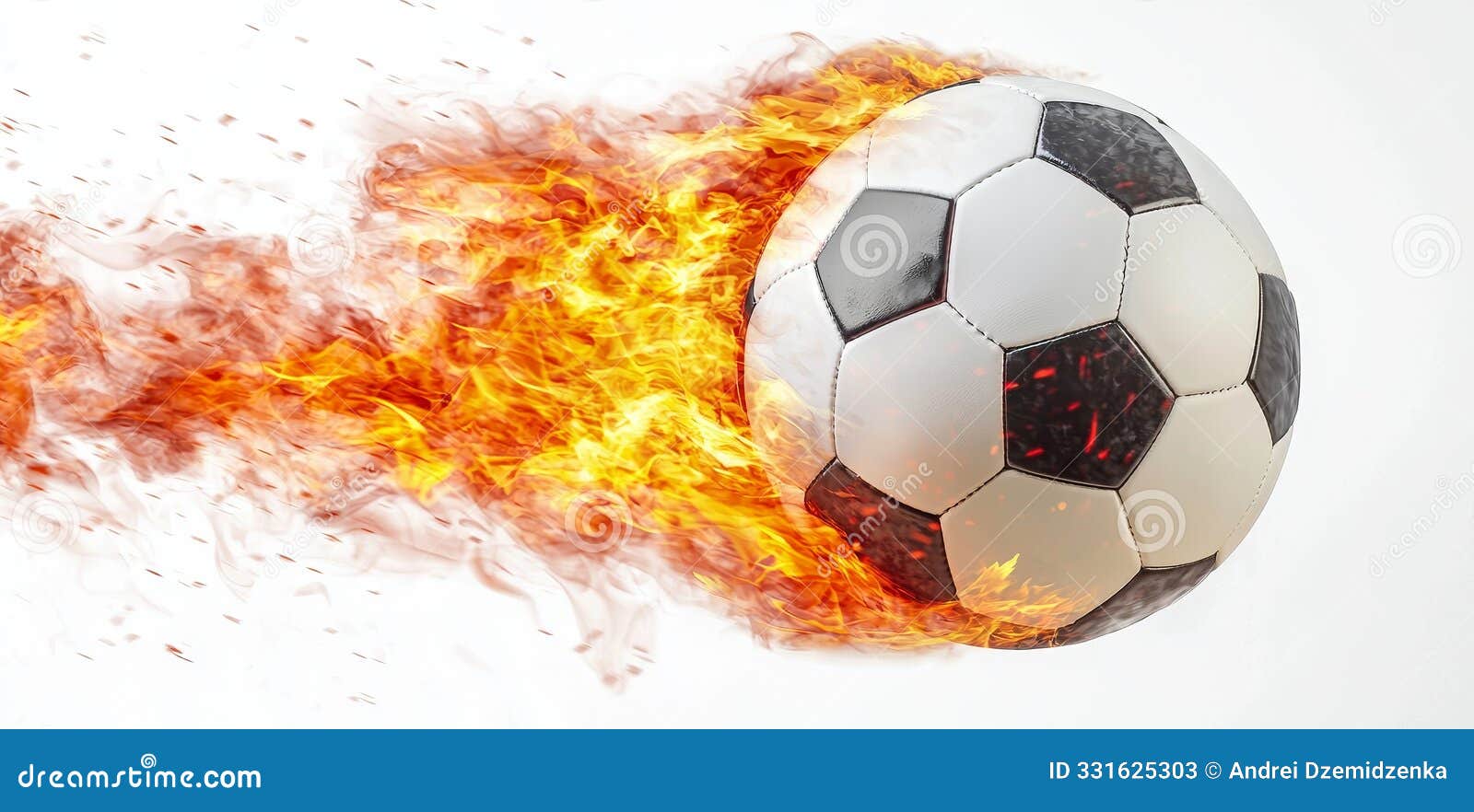 Isolated Soccer Ball Flying on Fire. Stock Image - Image of isolated ...