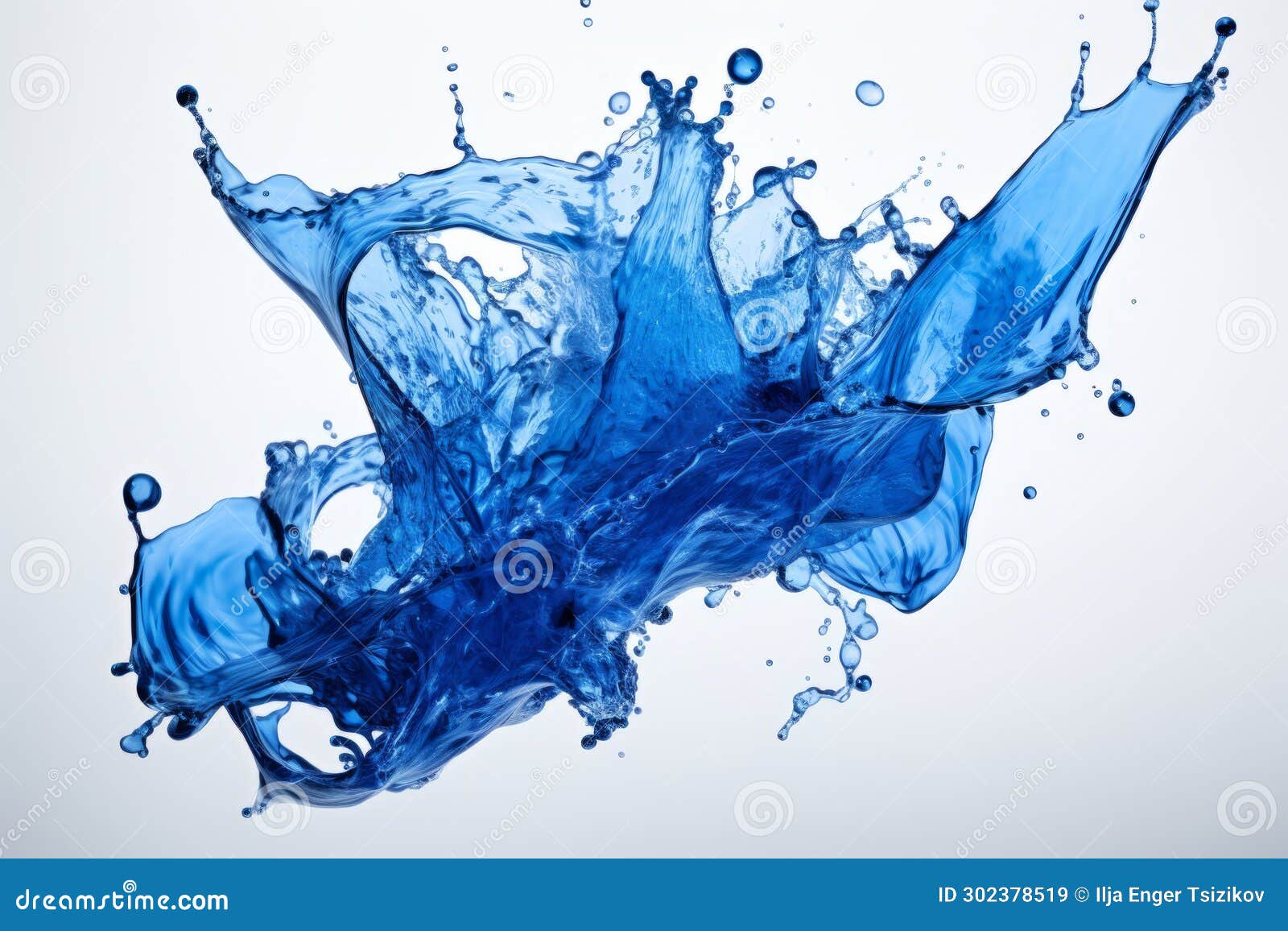 Isolated Solid Blue Water Splash with Clear Edge Lines Design Element ...