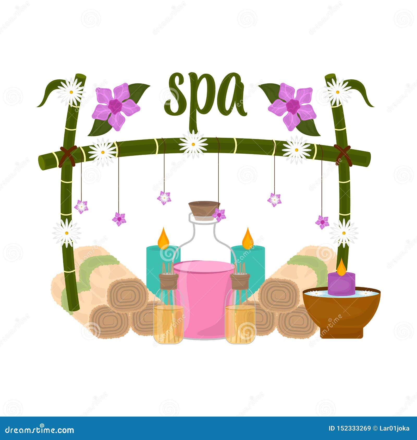 Isolated Spa Objects Image with Text Stock Vector - Illustration of ...
