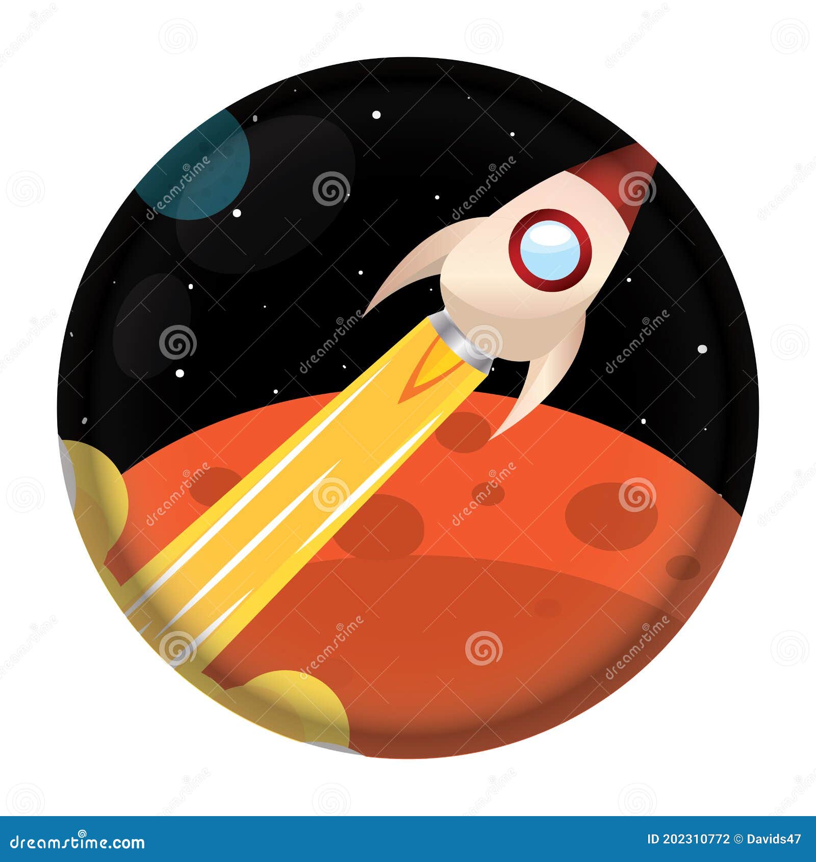 Isolated Space Rocket Take Off Red Stock Vector - Illustration of scene ...