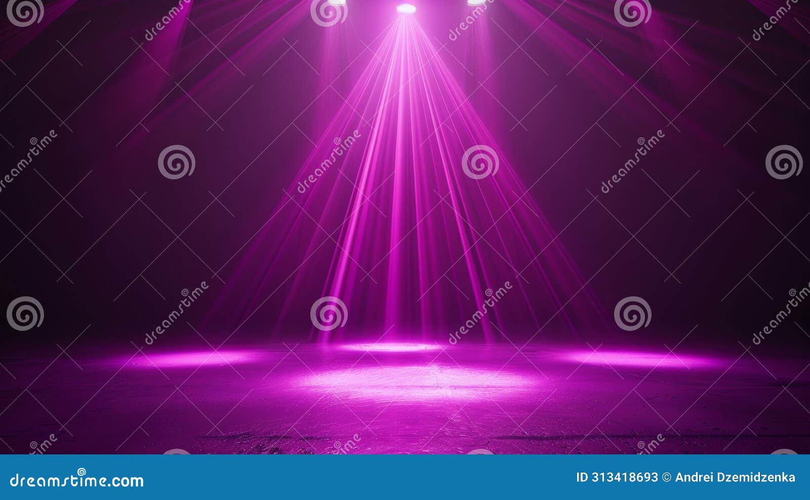 Isolated Spotlight. Bright Projector Shining Inside Empty Room. Dark ...