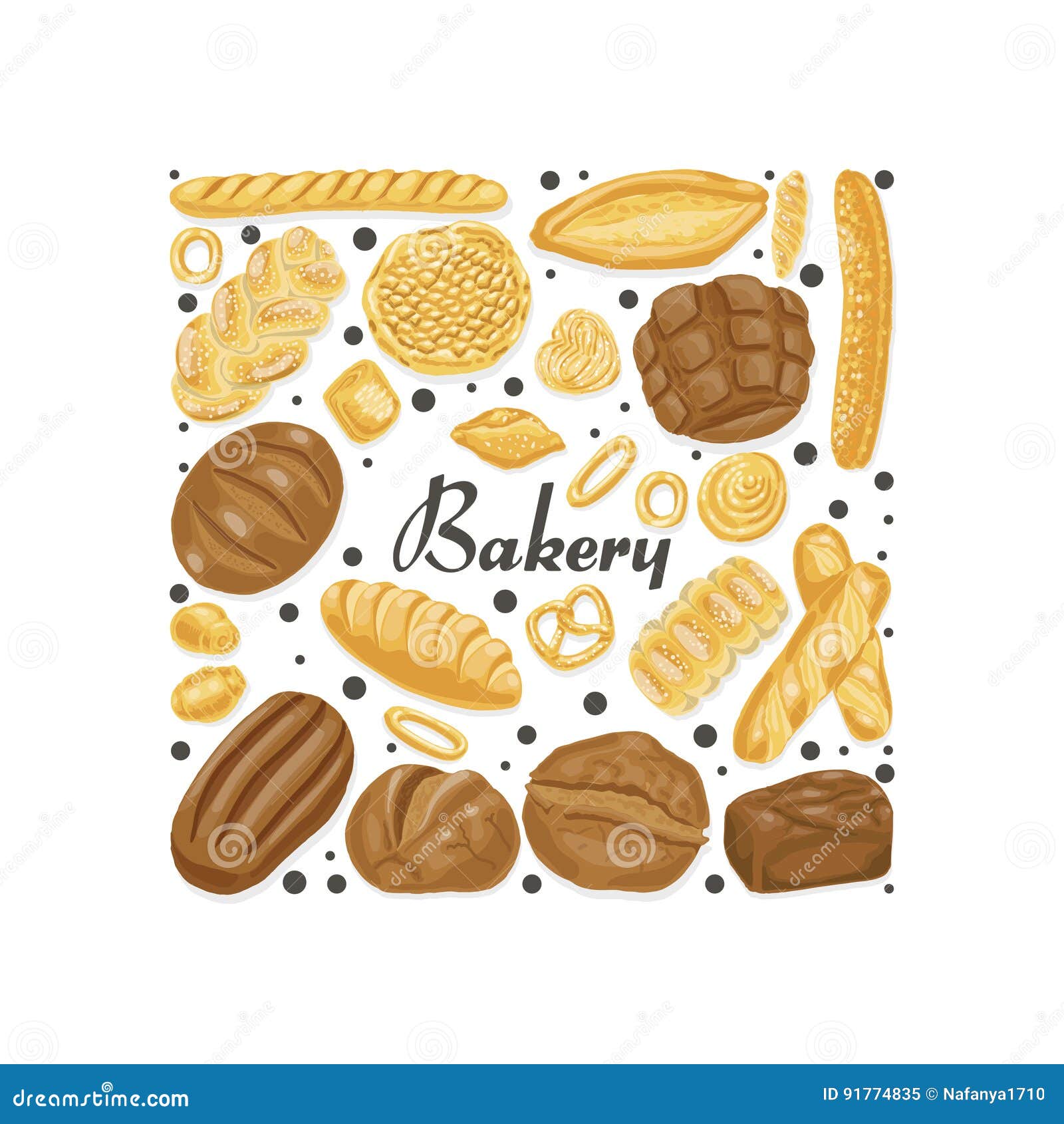 Isolated Square of Colored Bakery Products Stock Vector - Illustration ...
